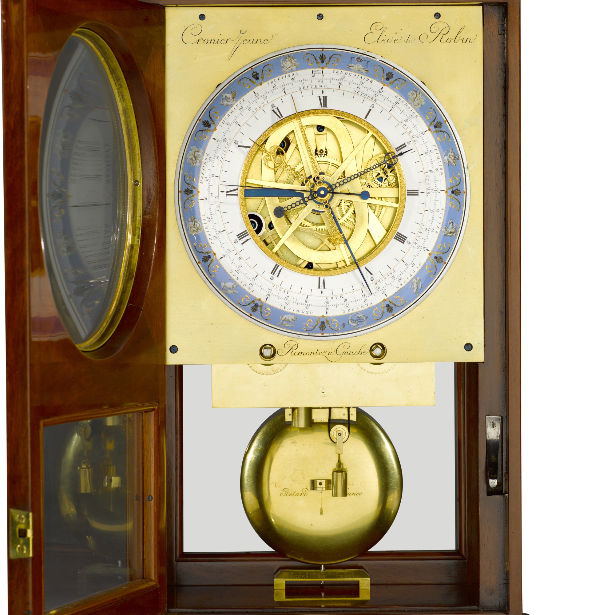 A Consulate mahogany month-going table regulator with remontoire ...