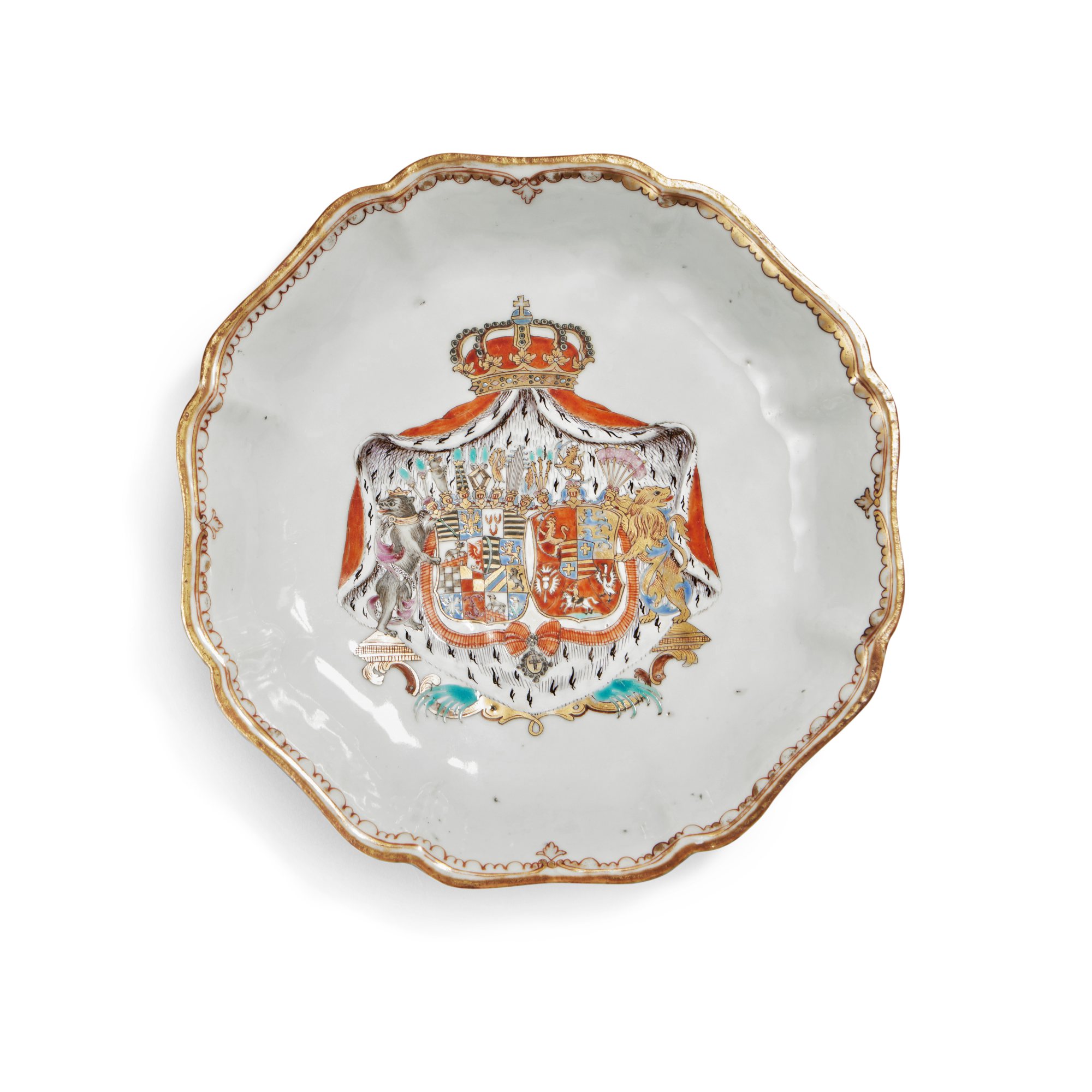 A Chinese Export Royal Armorial Scalloped-Rim Dish, Qing Dynasty ...