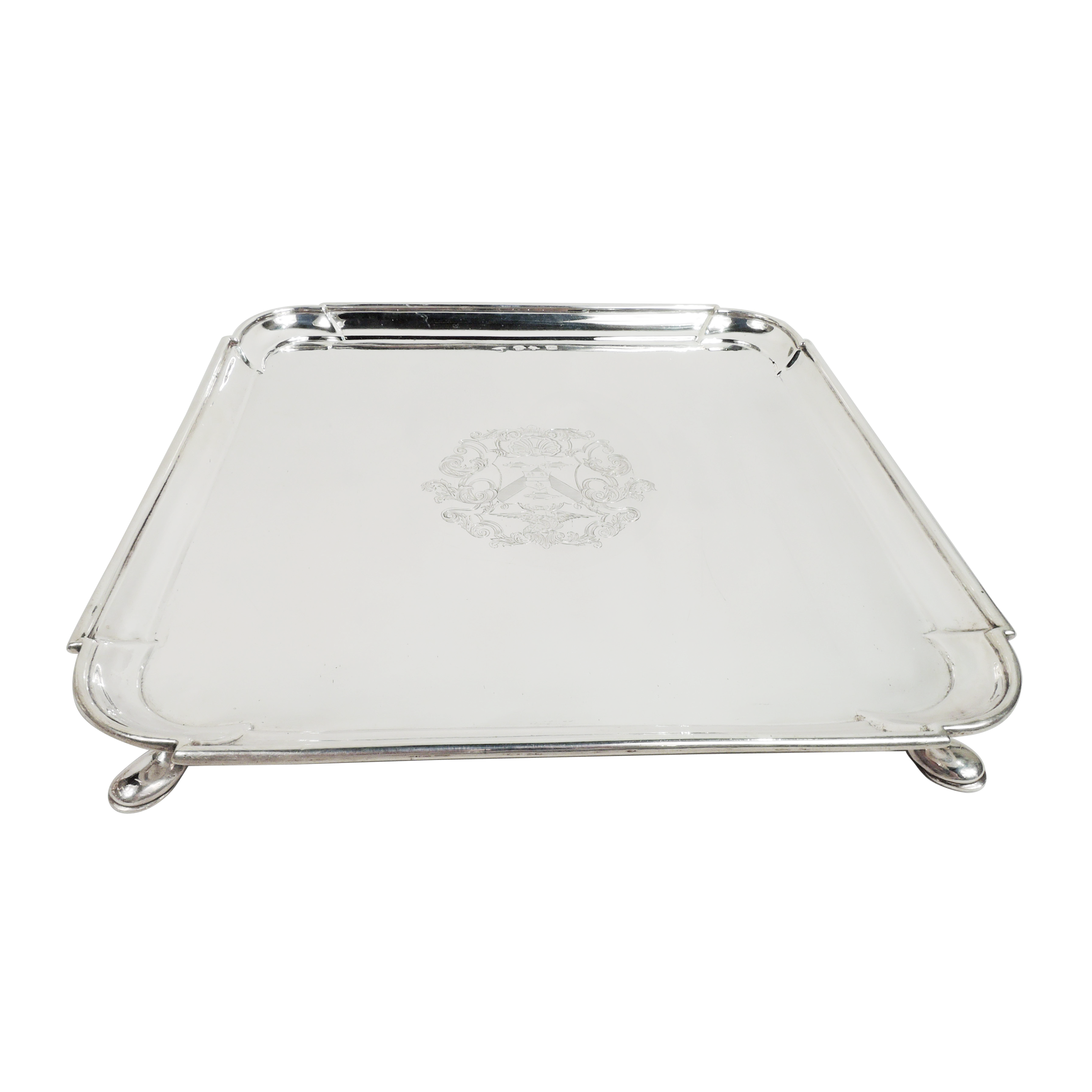 Antique English Georgian Silver Square Salver Available For Immediate ...