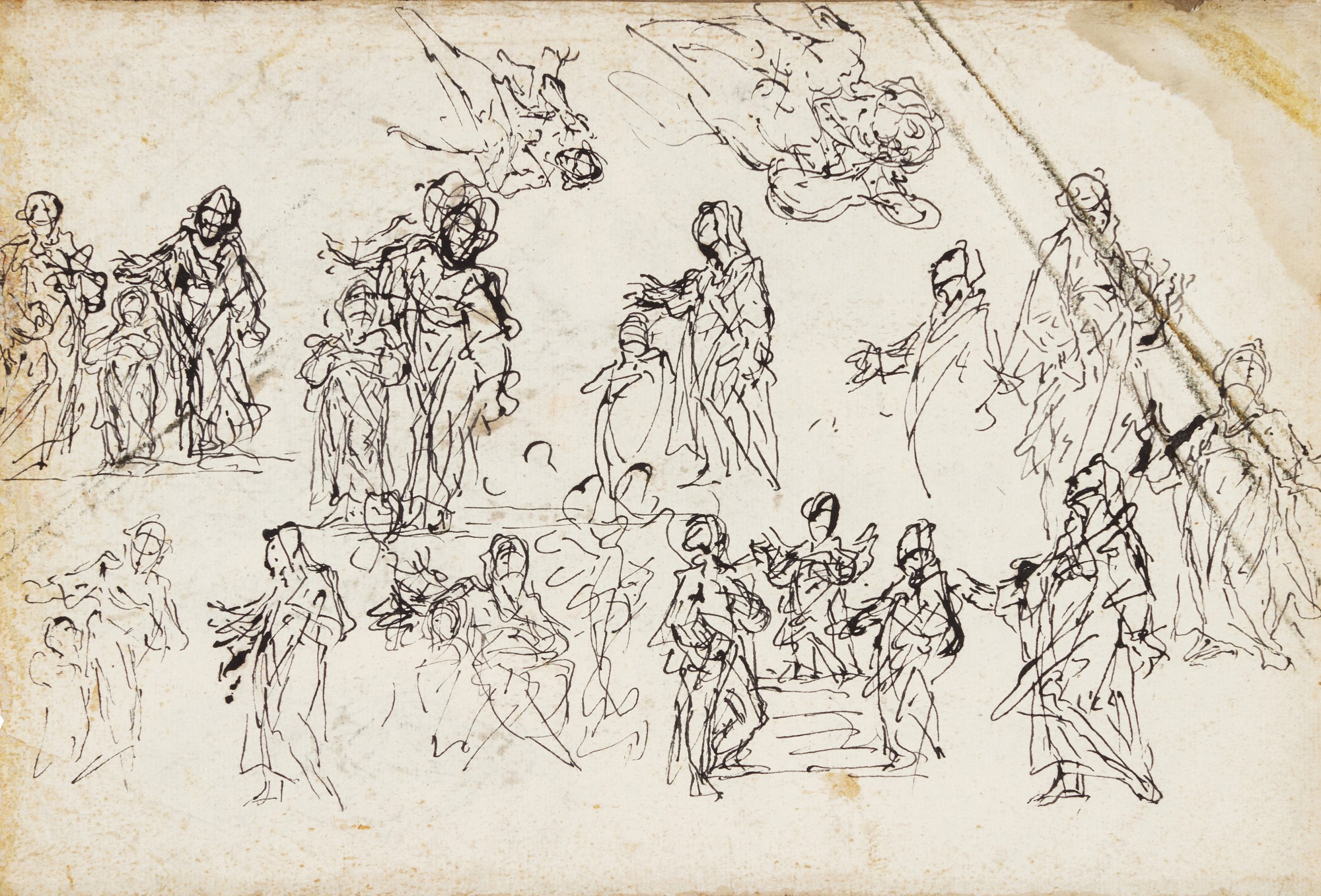 VENETIAN SCHOOL, 17TH CENTURY | RECTO: SHEET OF FIGURE STUDIES FOR THE ...