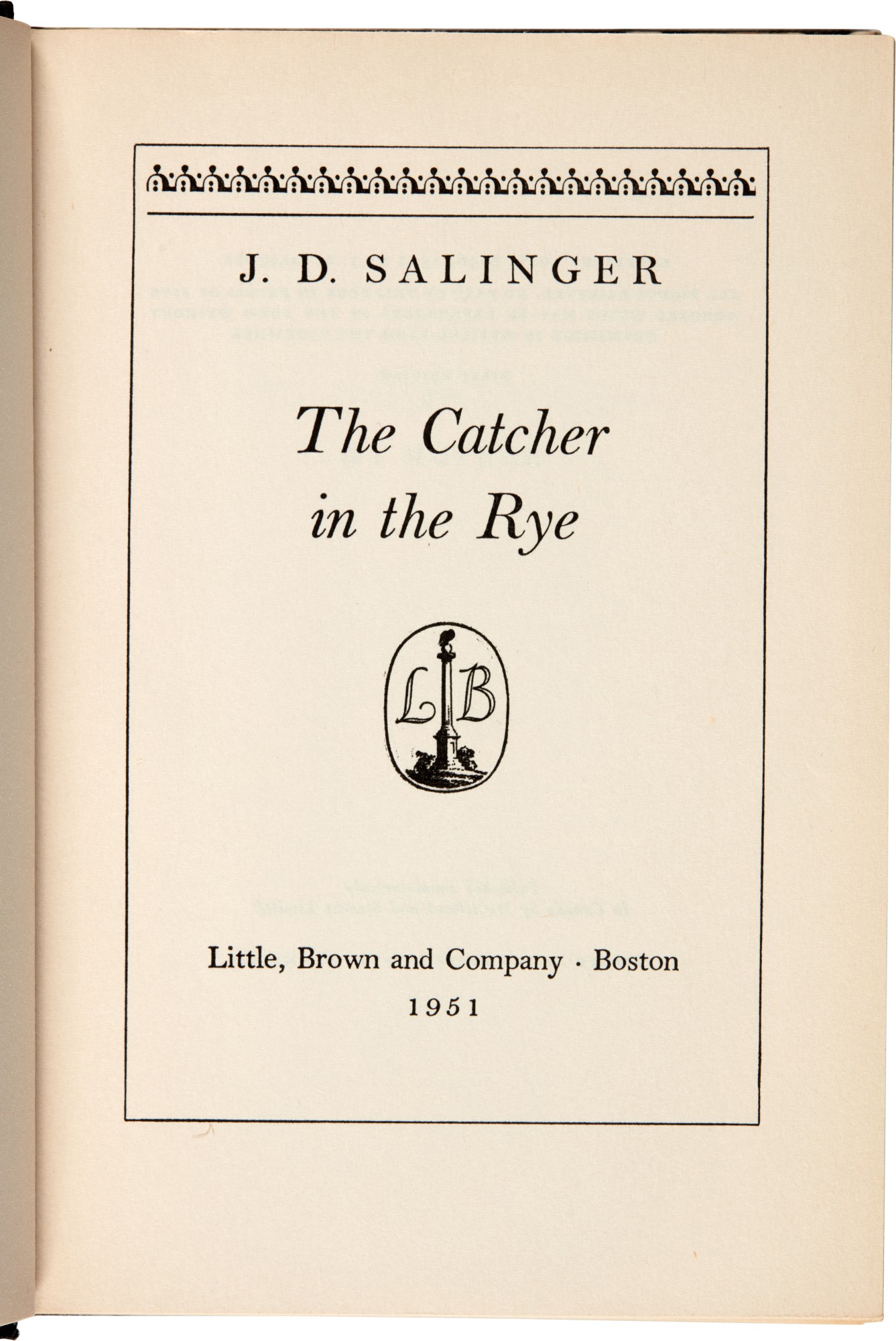 J.D. Salinger | The Catcher in the Rye, 1951, first edition | Books ...