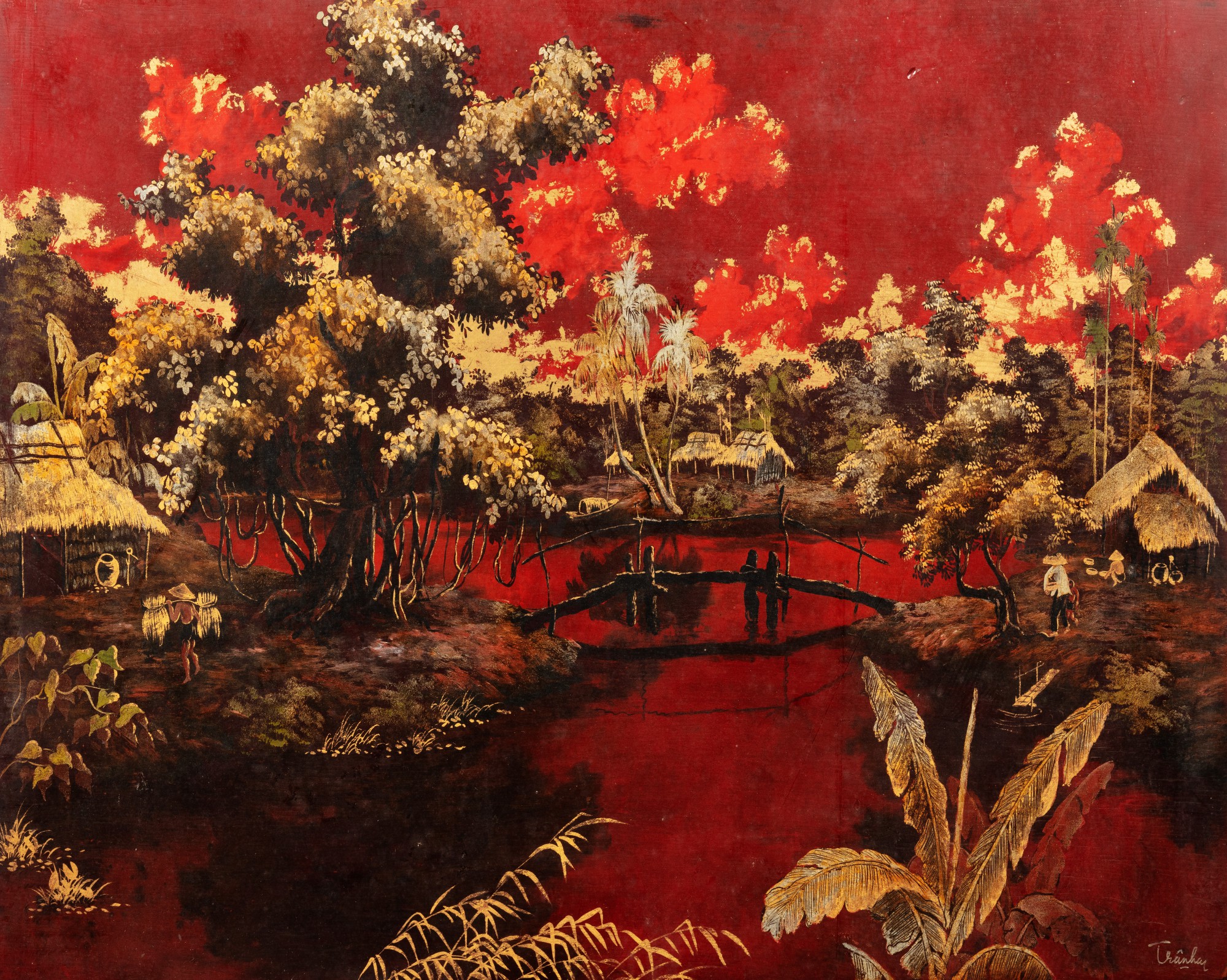 Tran Van Ha (1911-1974), Village by the river | 陳文河 (1911-1974), 河旁村落 ...