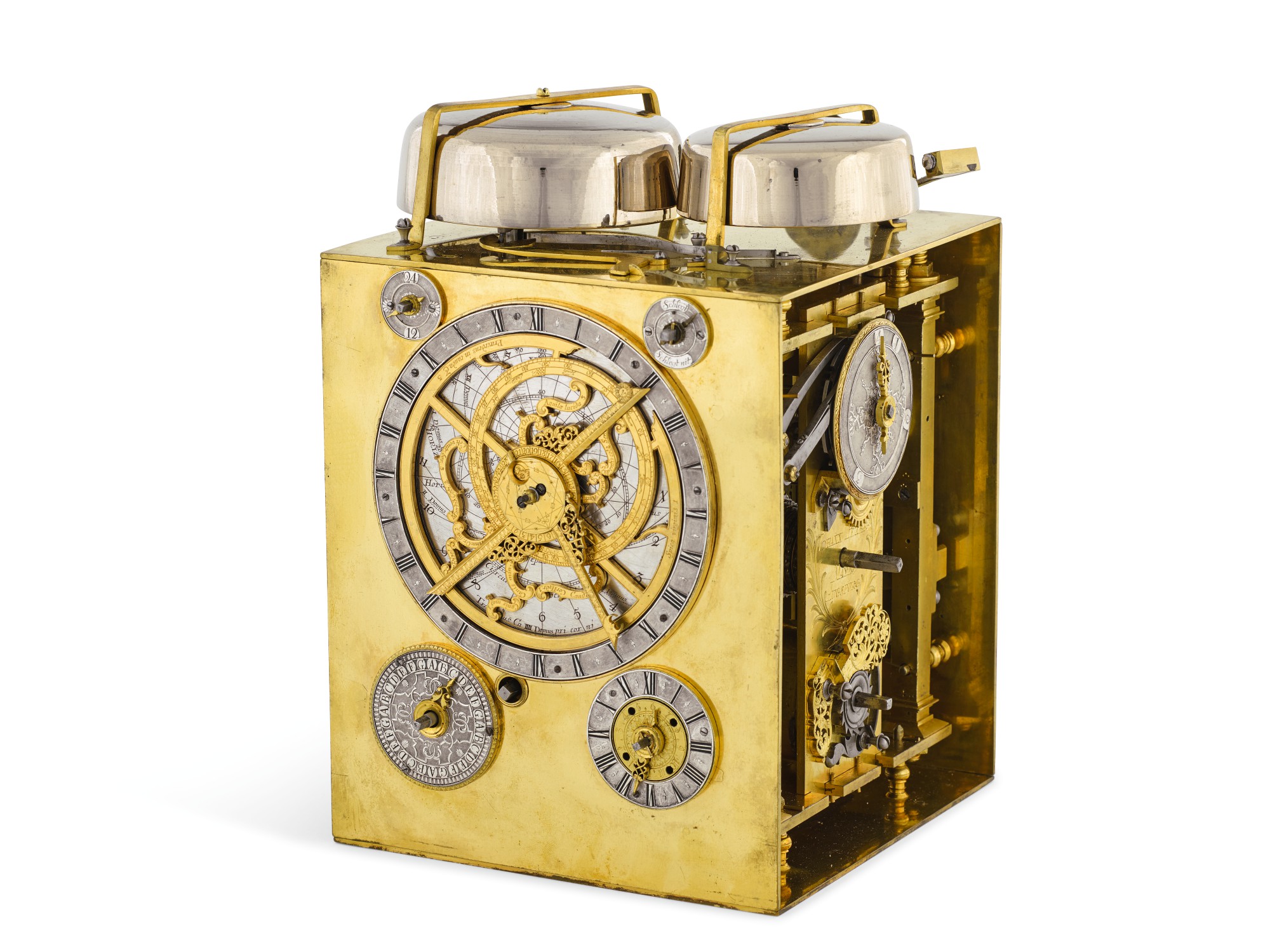 A GILT-BRASS QUARTER STRIKING ASTRONOMICAL MASTERPIECE CLOCK WITH ALARM ...