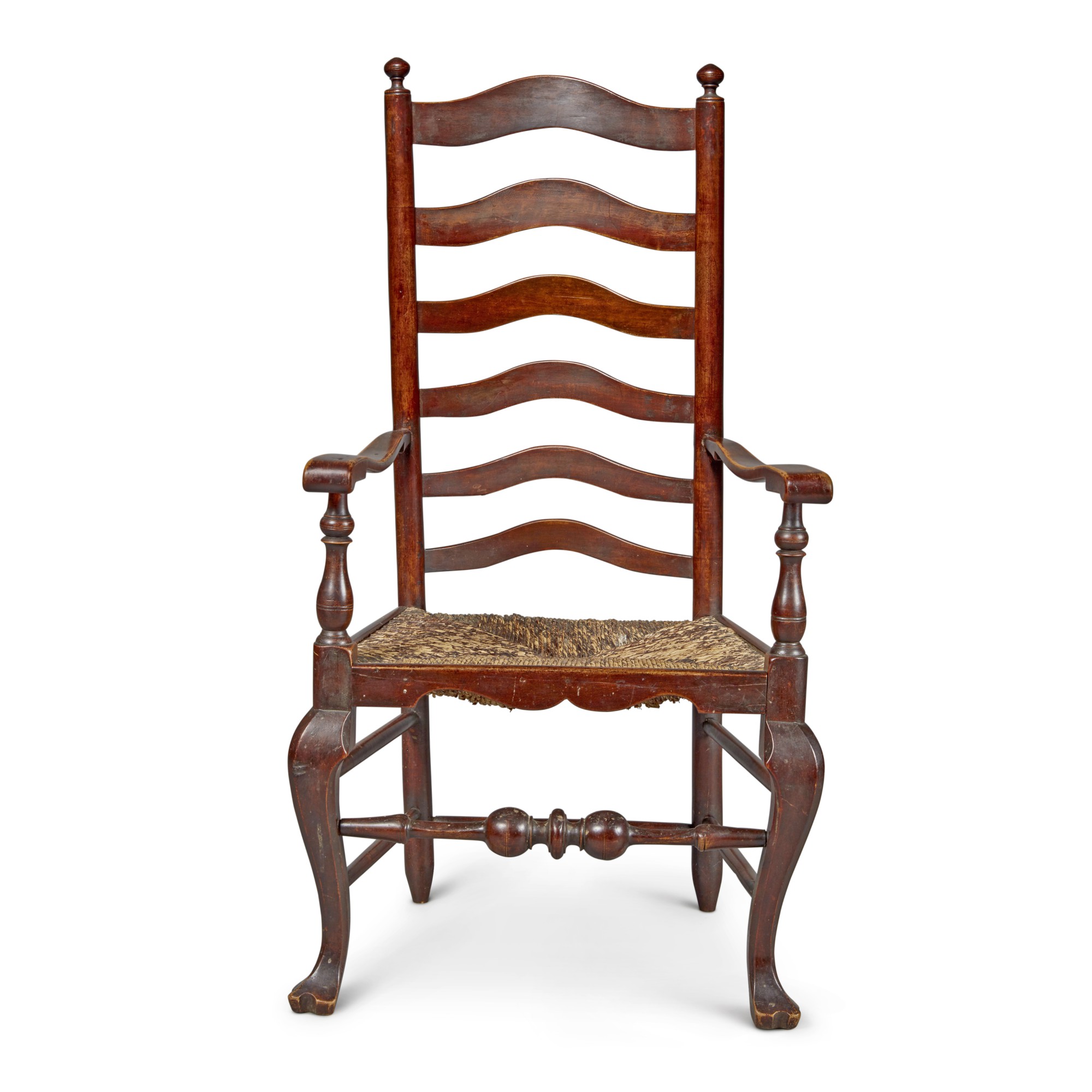 Very Rare Queen Anne Brown-Painted Maple Slat-Back Armchair, possibly ...