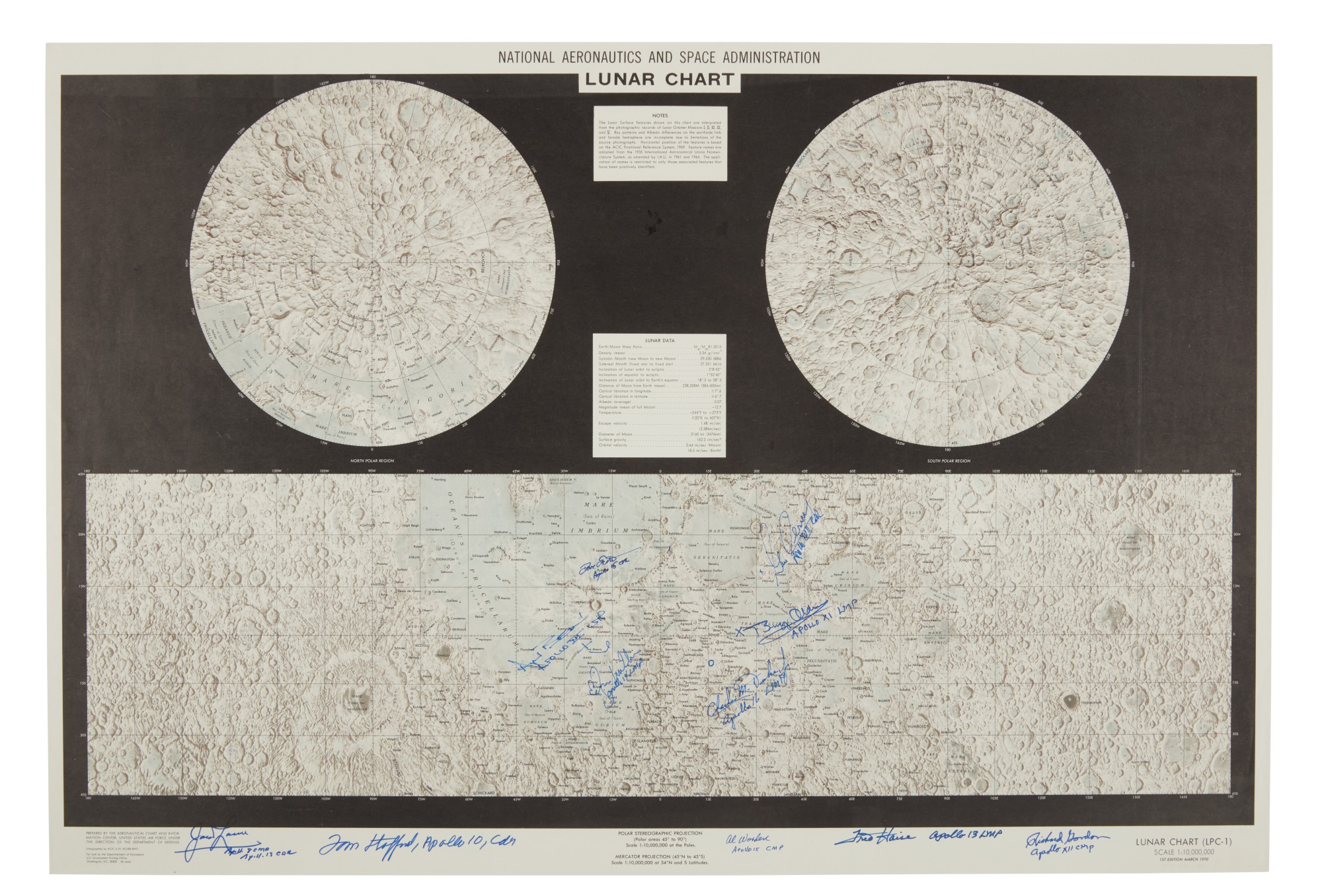 [Lunar Missions] — Large lunar chart sgd. by a member of every lunar ...