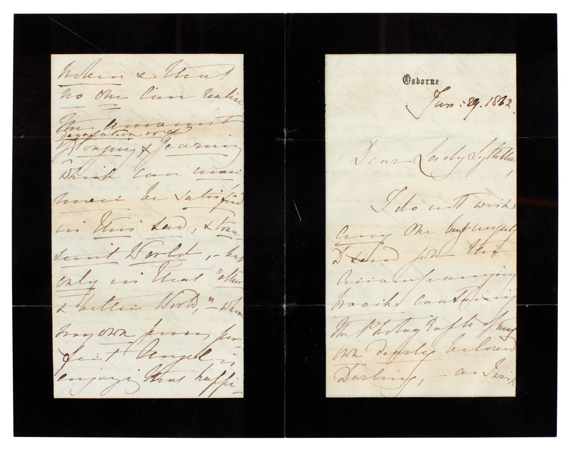 Queen Victoria | Autograph letter signed, on the death of Prince Albert ...