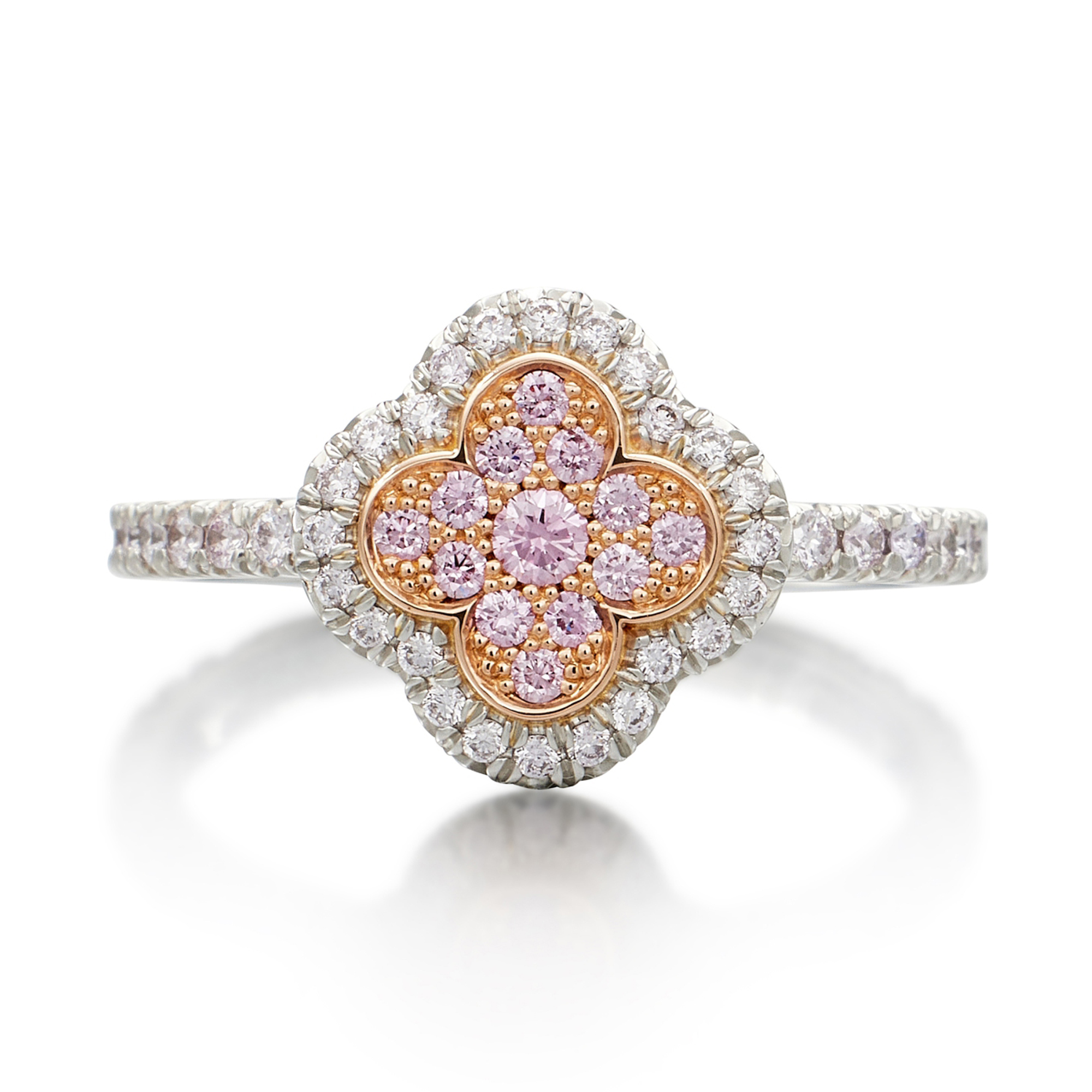 J FINE Platinum, Rose Gold, Pink And White Diamond Azalea Ring ...