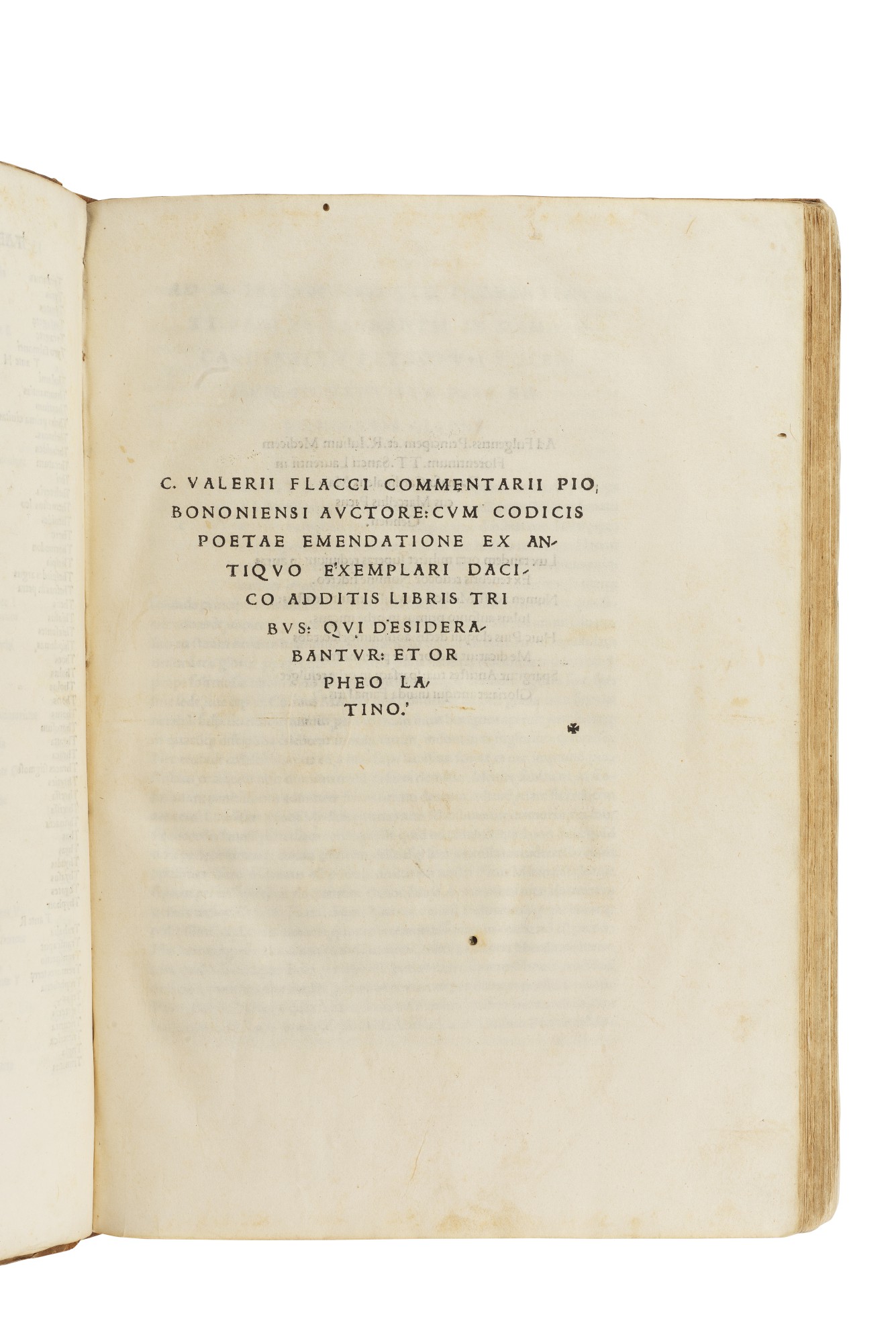 Valerius Flaccus, Argonauticon, Bologna, 1519, later calf-backed boards ...