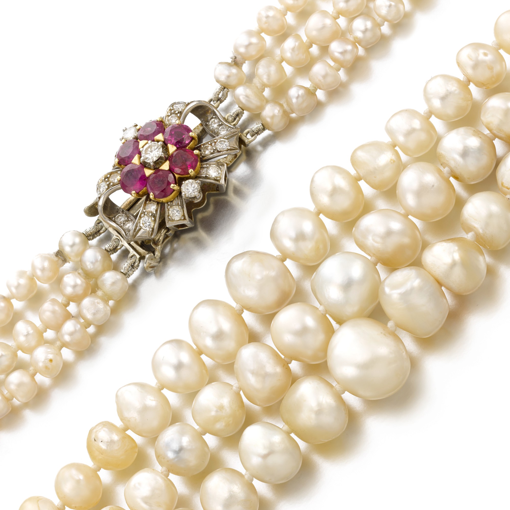 Natural pearl, ruby and diamond necklace | Fine Jewels | 2022 | Sotheby's