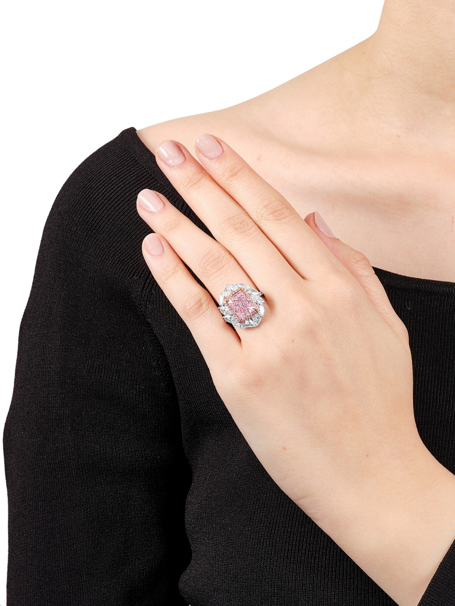 Very Light Pink Diamond and Diamond Ring | 3.02克拉 輕淡粉紅色鑽石 配 鑽石 戒指 ...