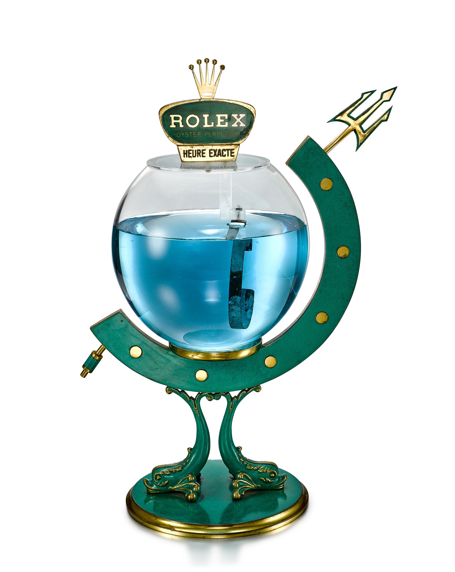 ROLEX | THE TRIDENT FISH BOWL, REFERENCE 313 A GILT BRASS AND GREEN ...