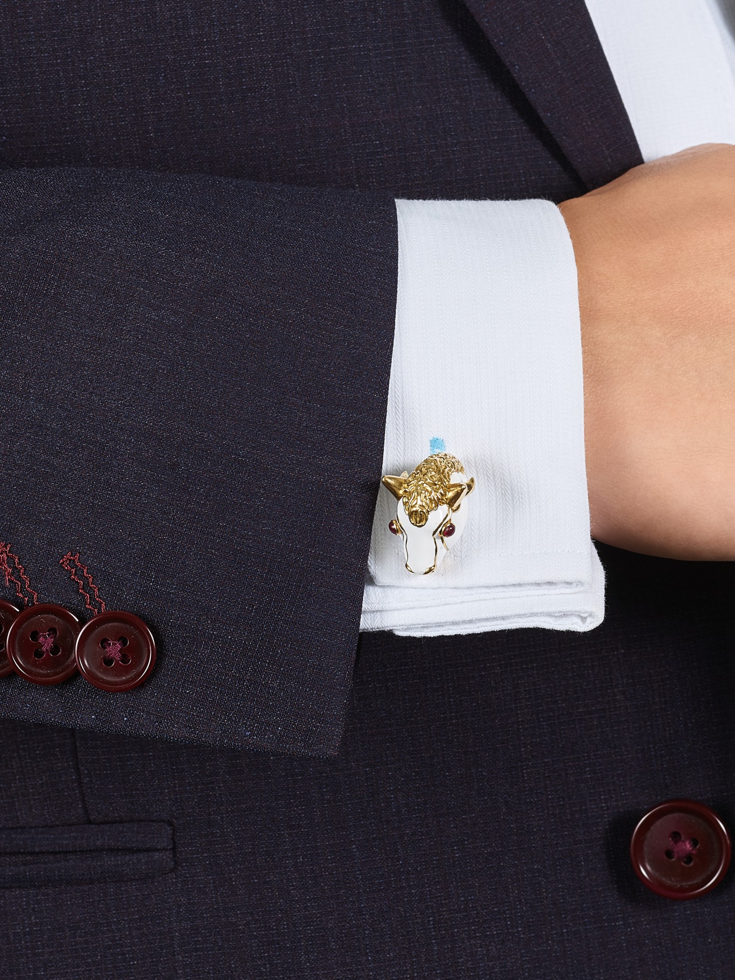 David Webb | Pair of Gold, Enamel and Ruby Goat Cufflinks | David Webb ...