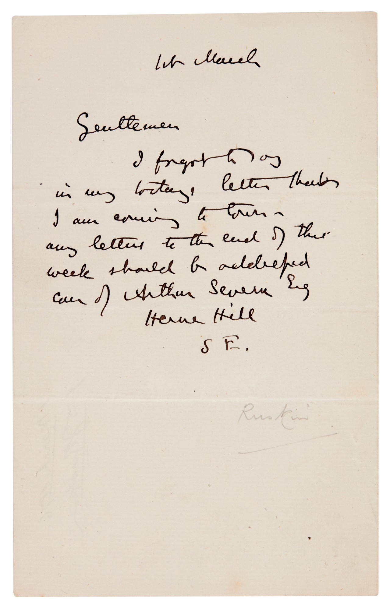John Ruskin | Two autograph letters signed, to Tarrant and Mackrell ...