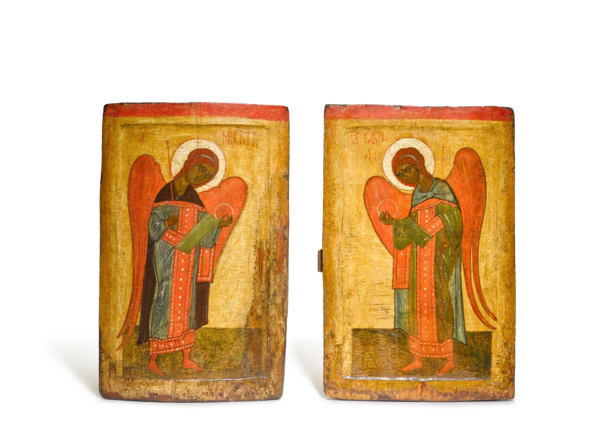 A pair of icons of the Archangels Michael and Gabriel, Pskov School ...