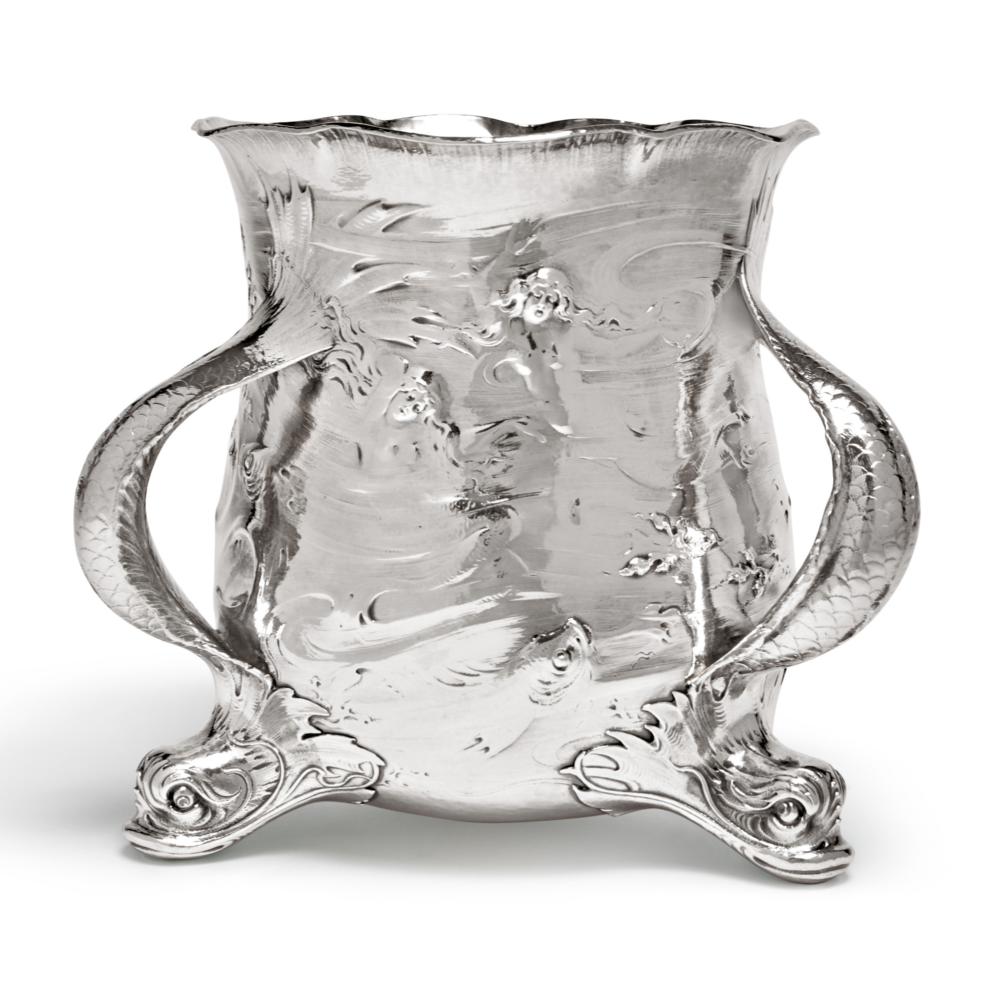 A LARGE AMERICAN SILVER THREE-HANDLED CUP, MARTELÉ, GORHAM MFG. CO ...