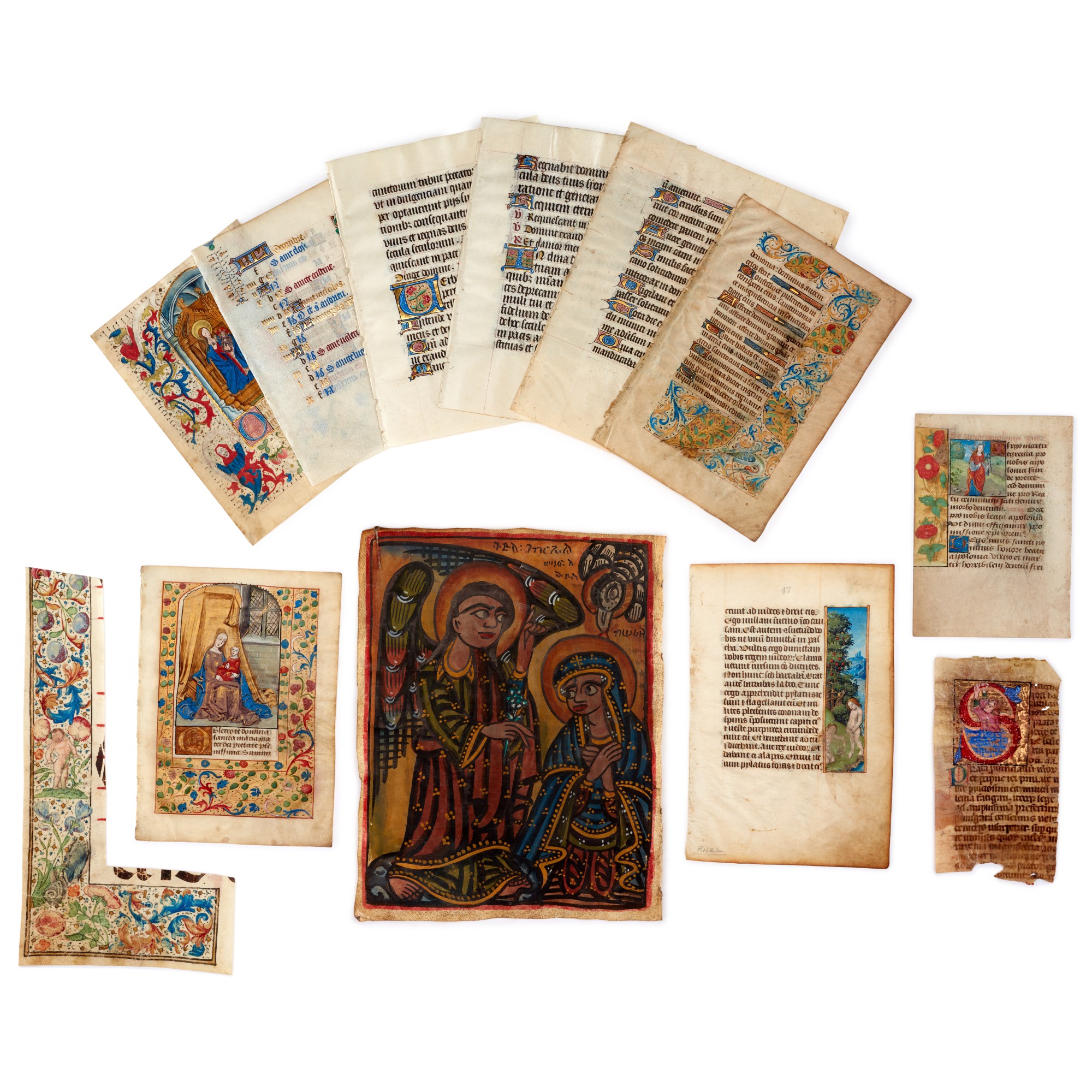 A group of 14 illuminated manuscript leaves and cuttings, [France ...