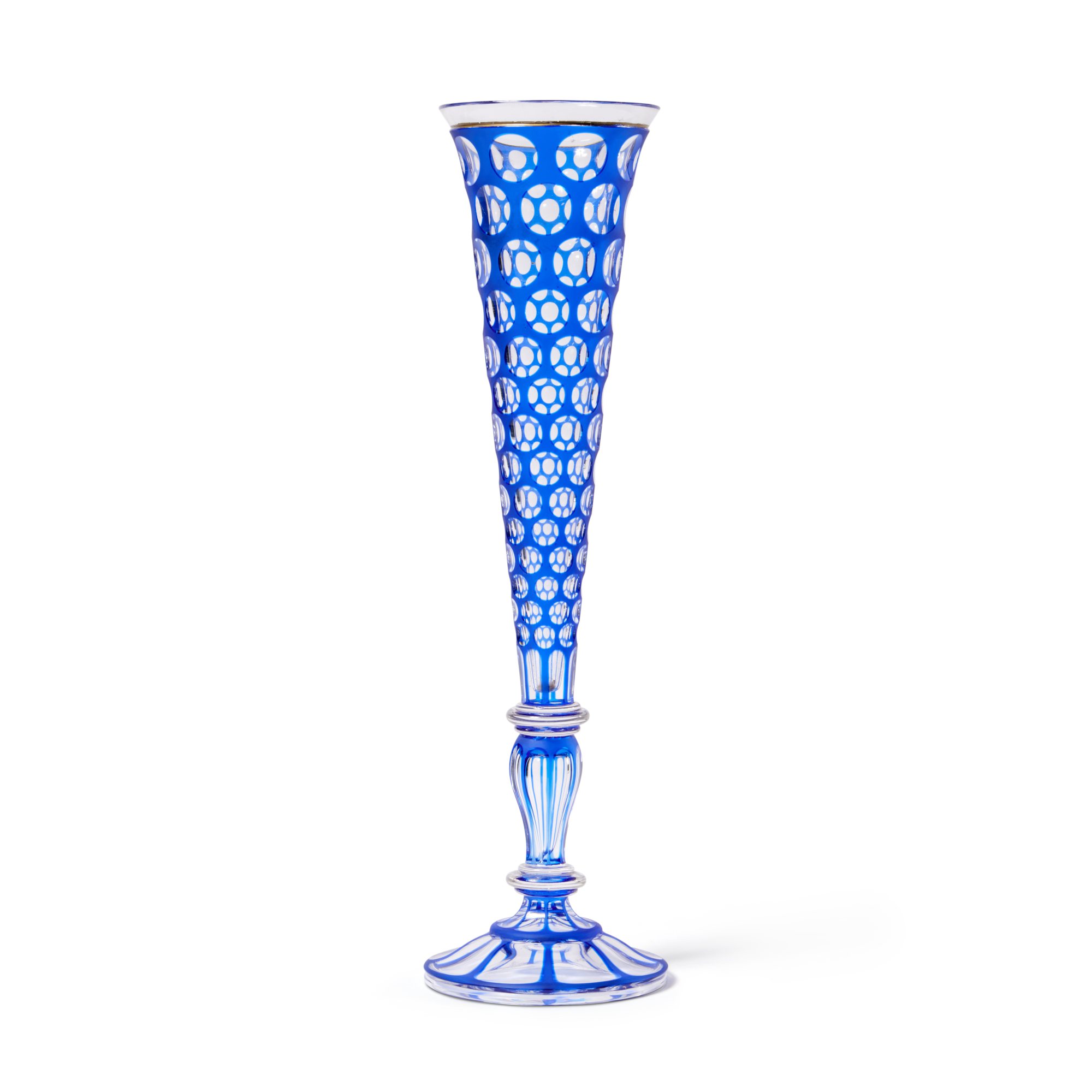 A Fine Cobalt and Clear Glass Overlay Trumpet Vase, 19th century ...