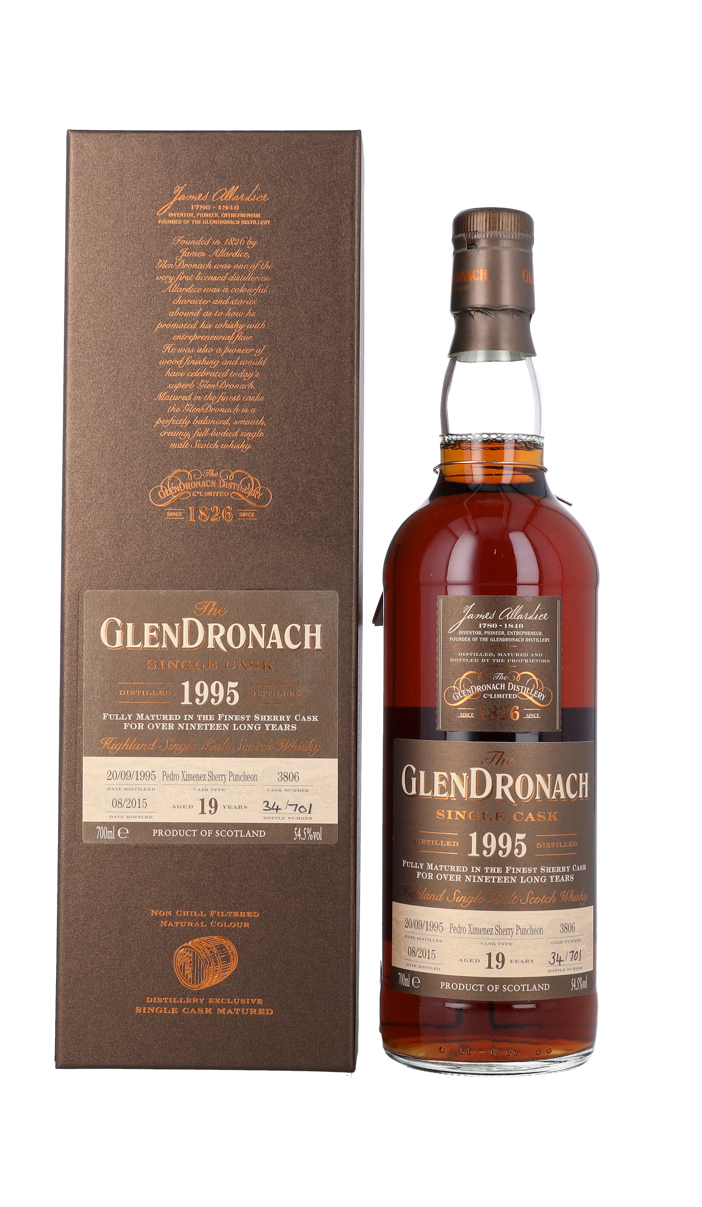 The Glendronach Single Cask 19 Year Old 54.5 abv 1995 (1 BT70) | Scotch ...