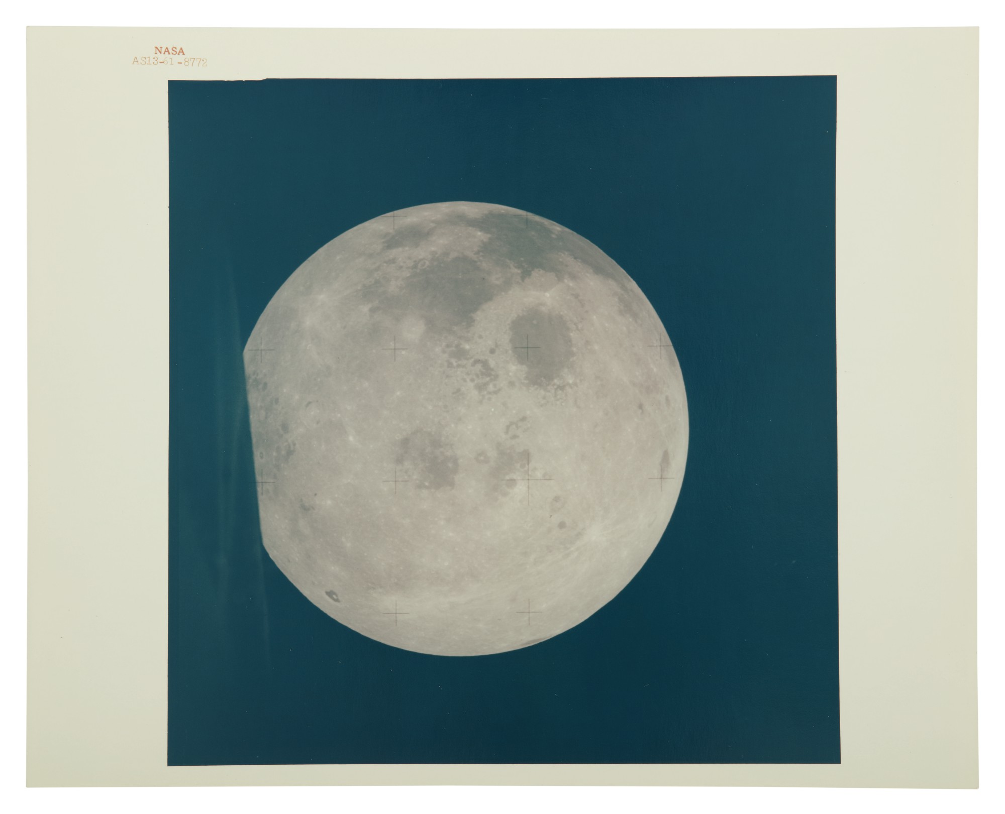[APOLLO 13] BRIGHT LUNAR DISC. VINTAGE NASA "RED NUMBER" PHOTOGRAPH, 11 ...