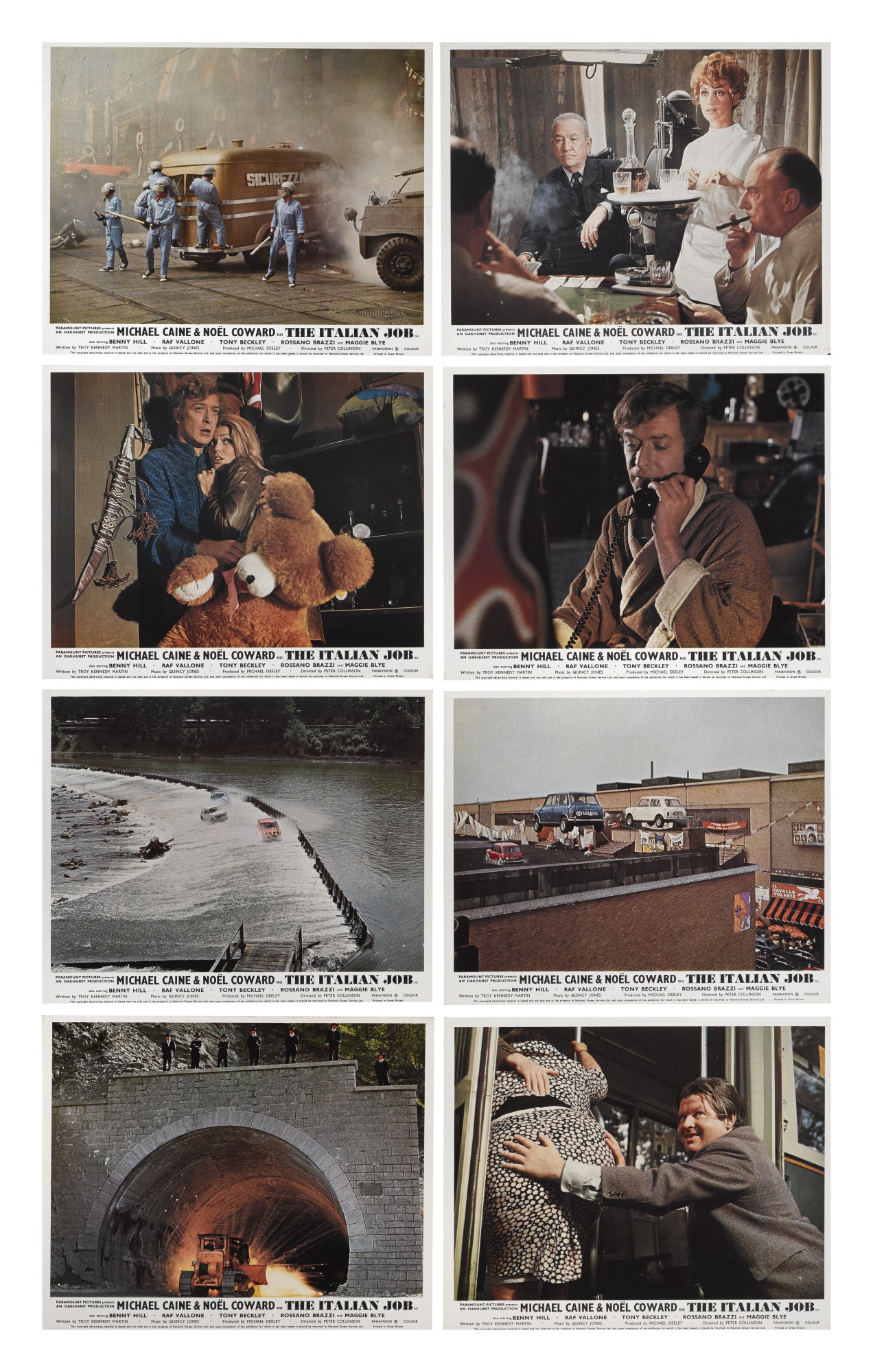 The Italian Job (1969), poster and set of 8 front of house stills ...