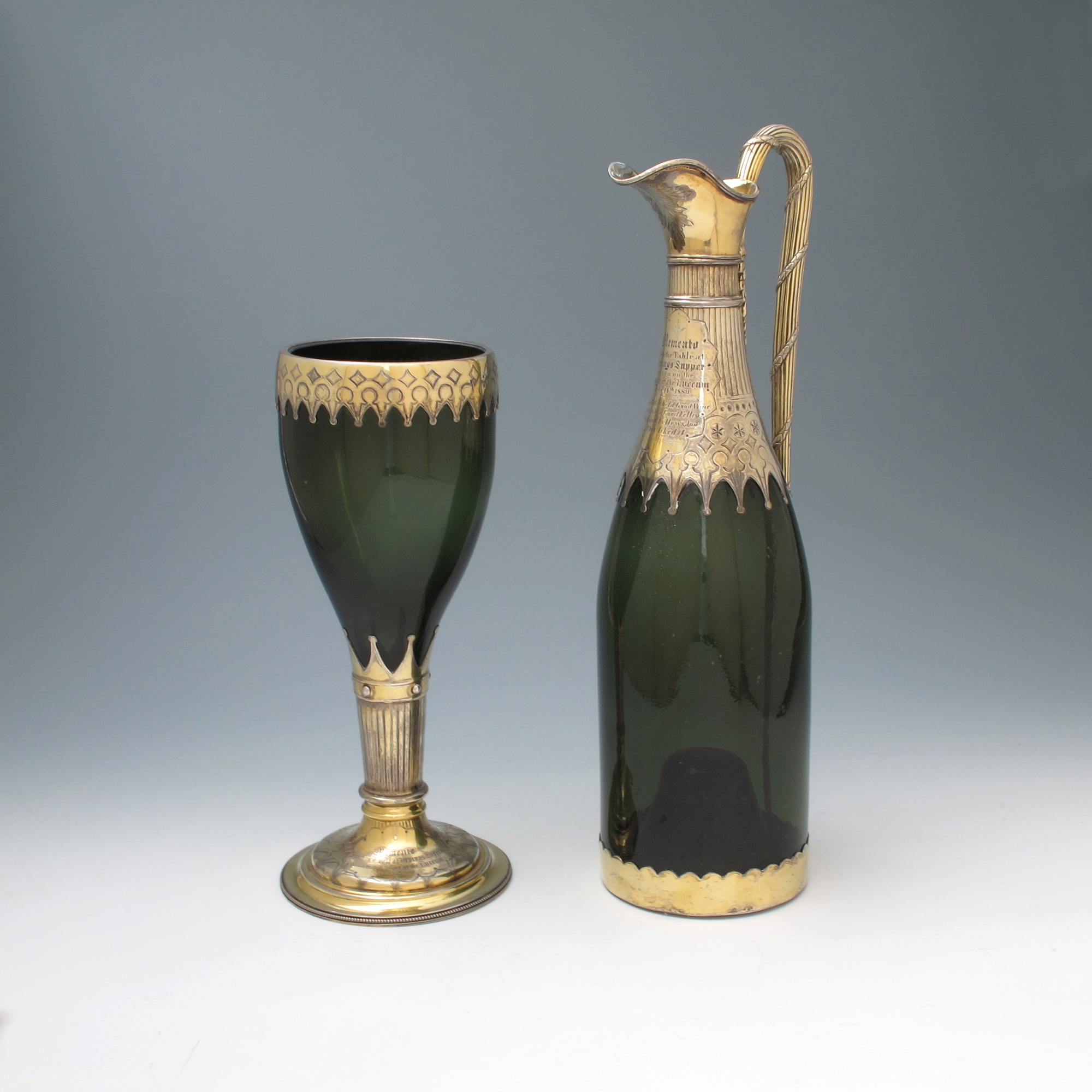 A VICTORIAN SILVER-MOUNTED CLARET JUG AND GOBLET | RUPERT FAVELL ...