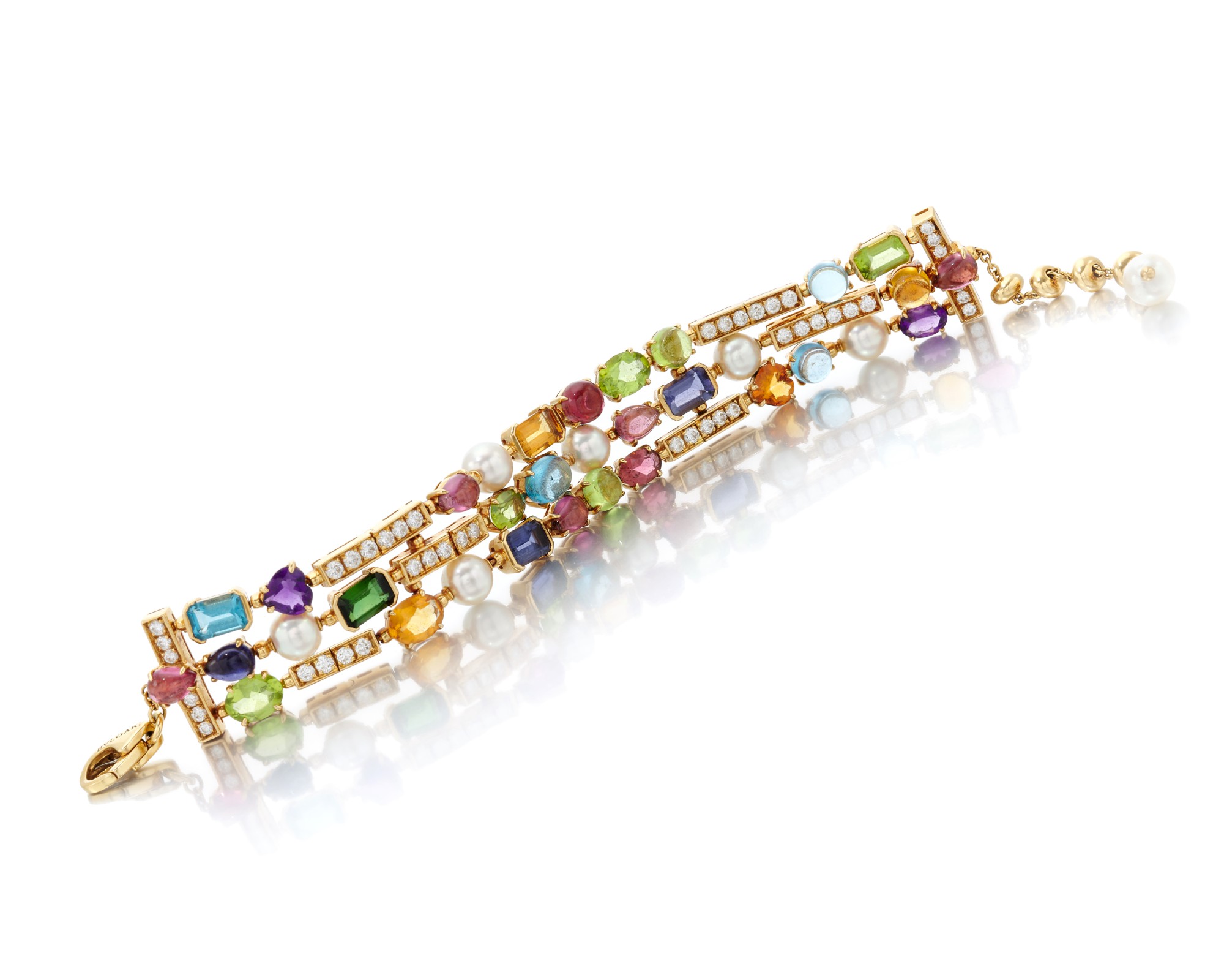 Multicolour gem-set, cultured pearl and diamond bracelet Coriandoli ...