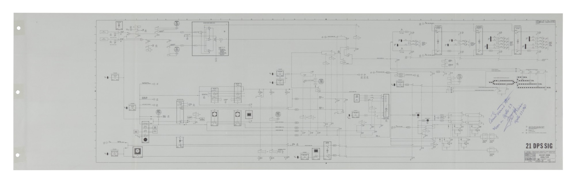 [Apollo 13] — Flown Descent Engine Signal Flow Schematic. Signed and ...