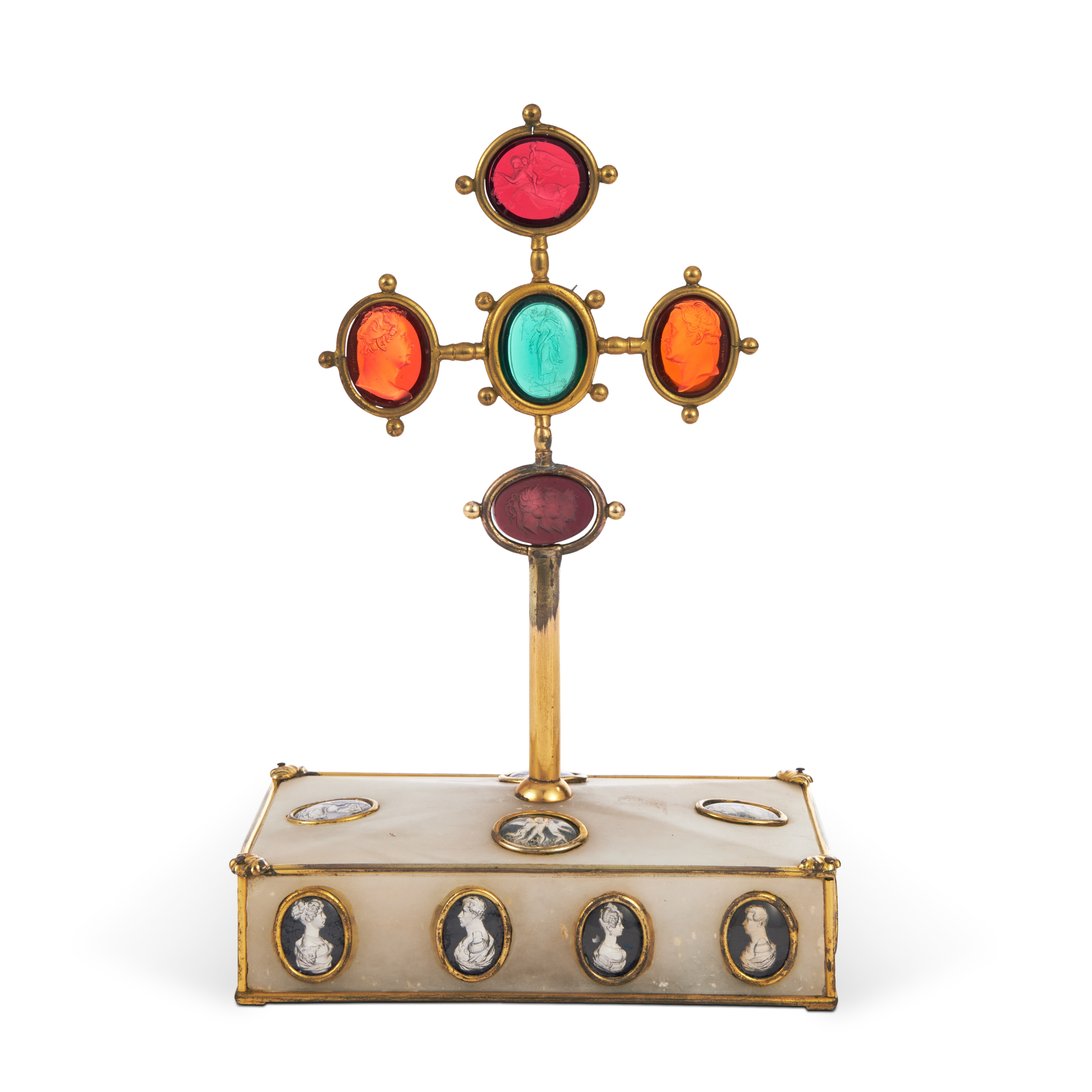 A French Gilt-Metal Cross-Form Frame of Intaglios of Louis Philippe’s ...