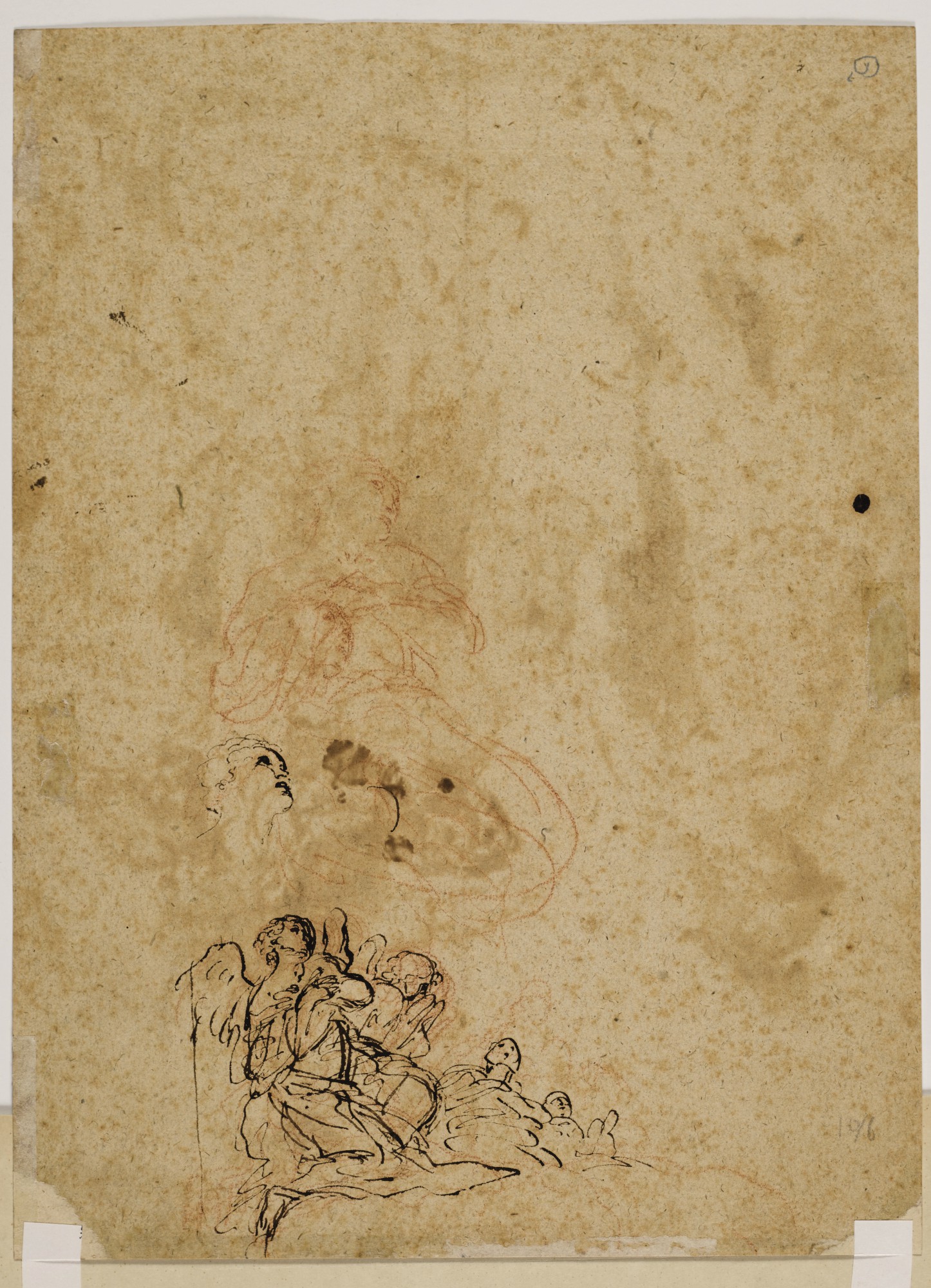 Recto: Roman Soldiers Verso: Kneeling angels and a head, and a kneeling ...