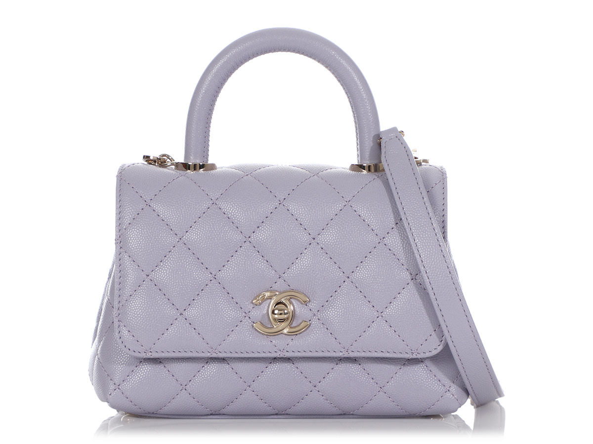 Chanel Lavender Quilted Caviar Extra Mini Coco Handle Bag Gold Hardware ...