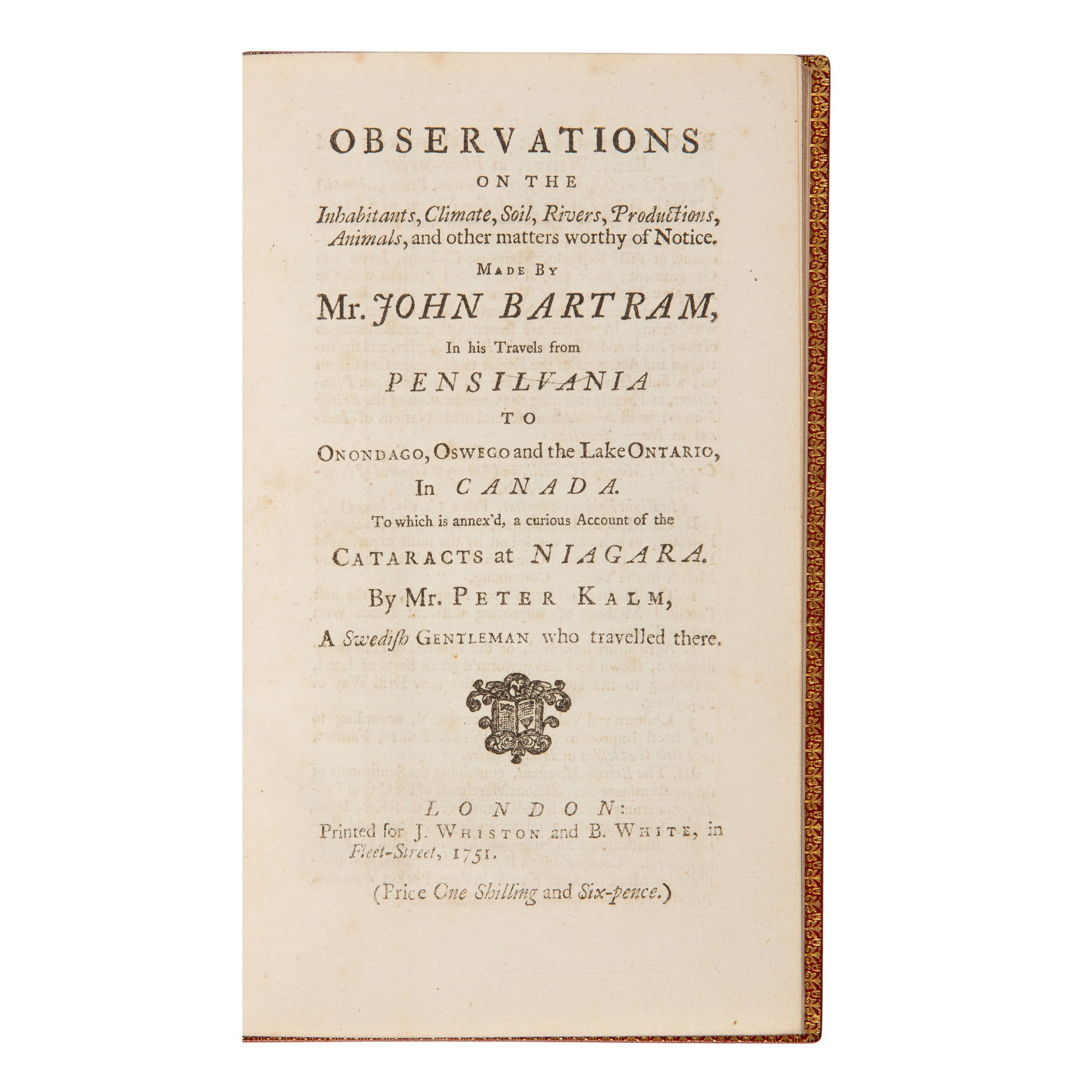 Bartram, John, and Peter Kalm | First edition, an important early ...