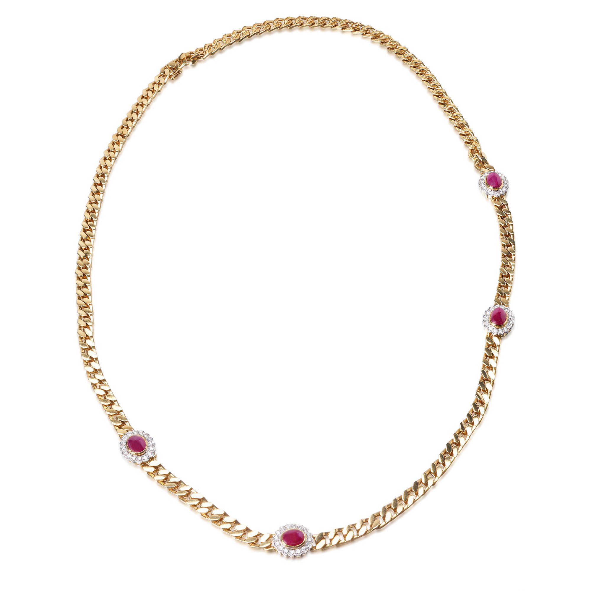 Vintage Platinum Topped Gold, Diamond And Ruby Chain Necklace Available ...