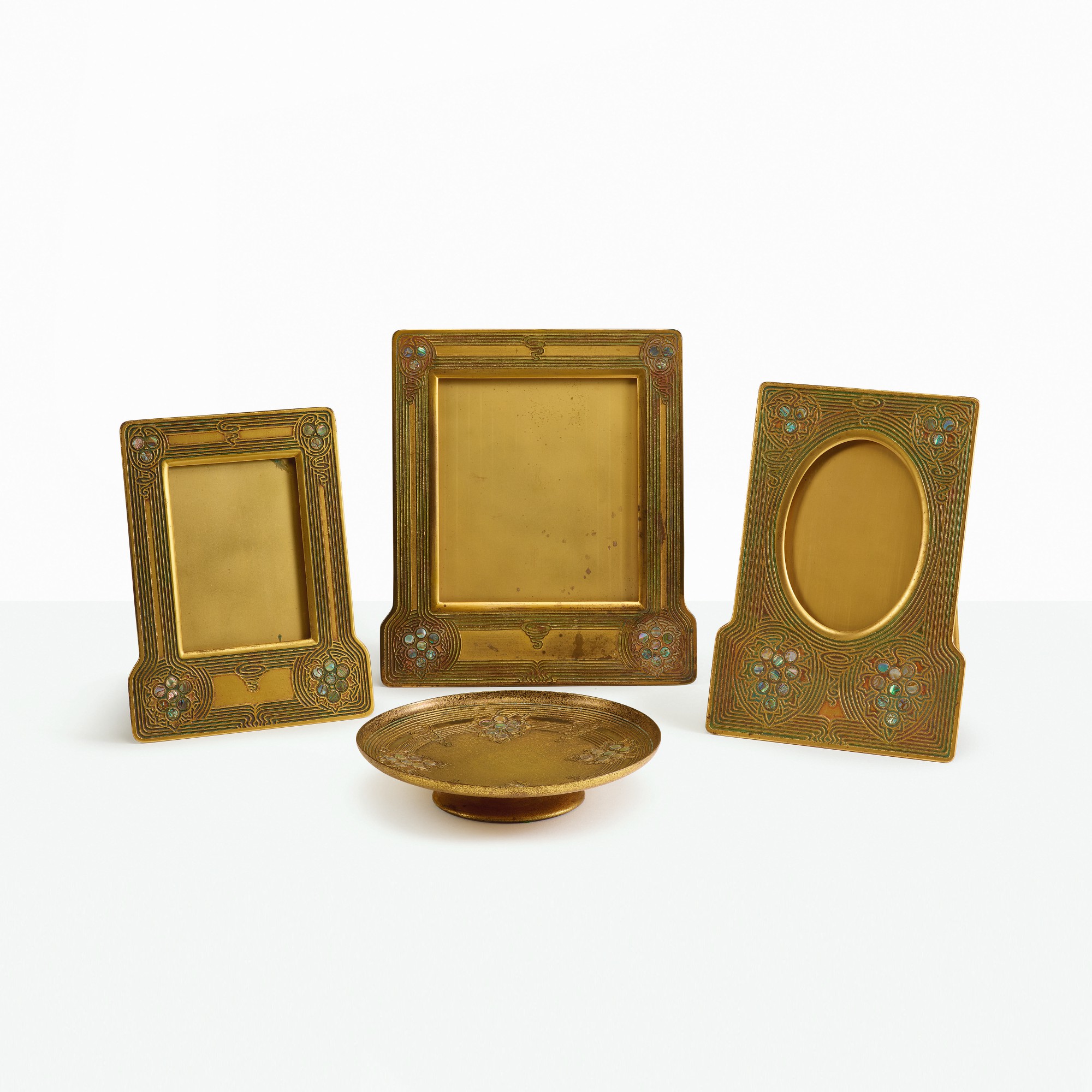 TIFFANY STUDIOS | GROUP OF FOUR “ABALONE” TABLE ARTICLES | Design ...