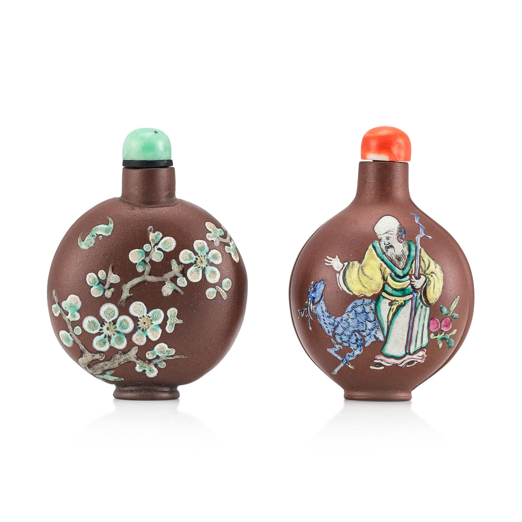 Two Yixing Slip-Decorated Snuff Bottles Qing Dynasty, 19th Century | 清 ...