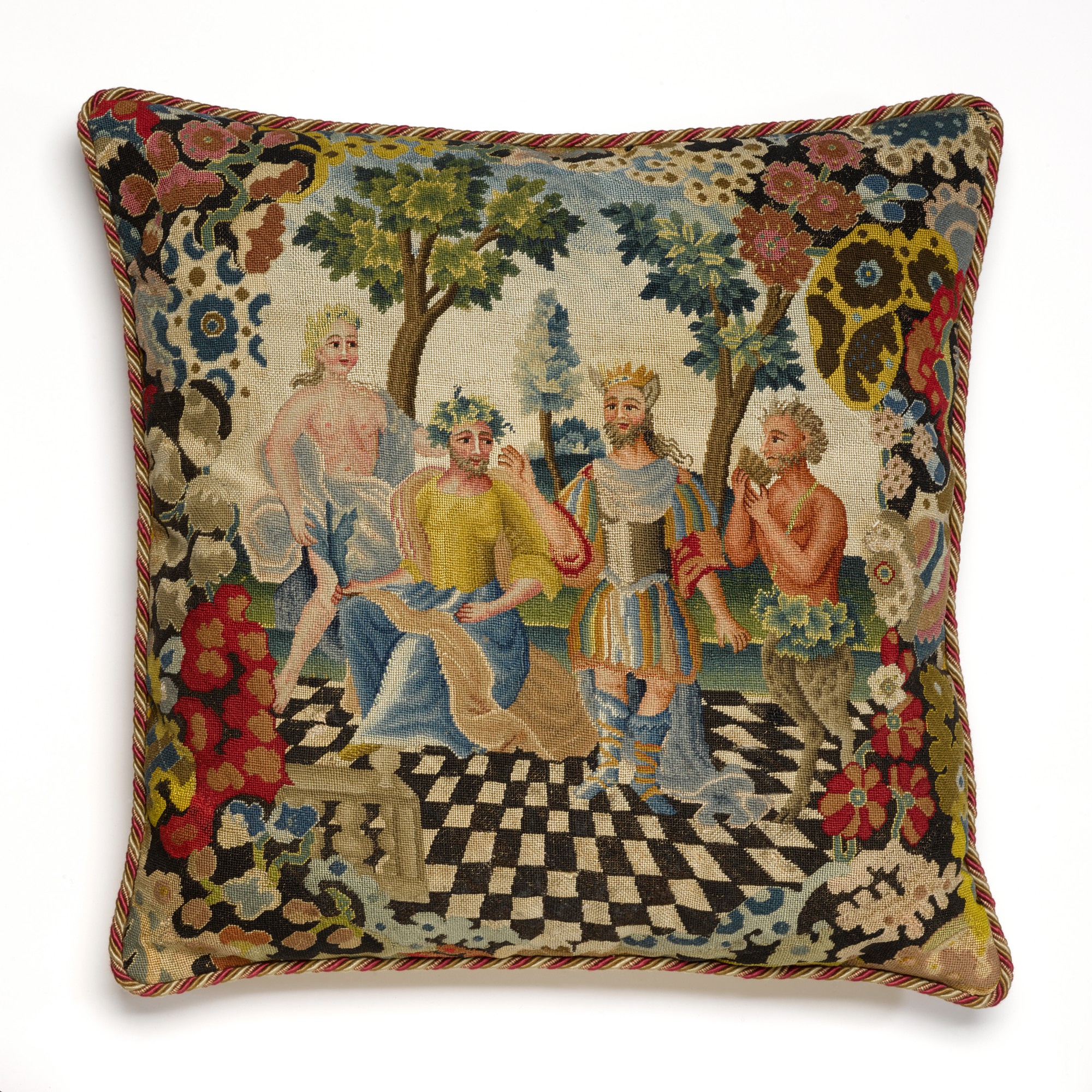 A group of three European textiles panels, now cushions, late 17th and ...