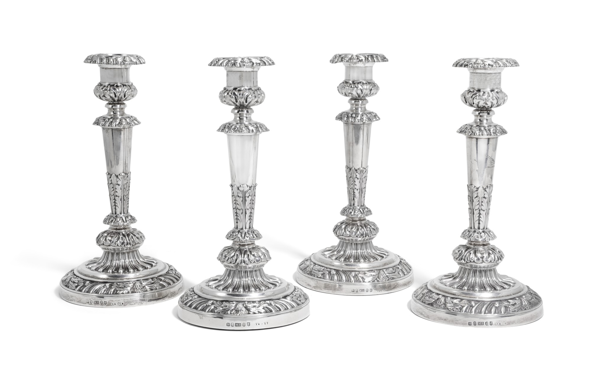 Four George III silver table candlesticks, Matthew Boulton & Plate Co ...