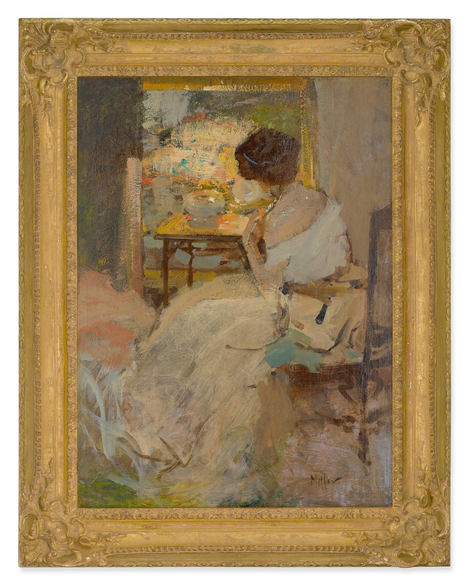 RICHARD EDWARD MILLER | WOMAN IN A WHITE DRESS (LADY IN A WHITE EVENING ...