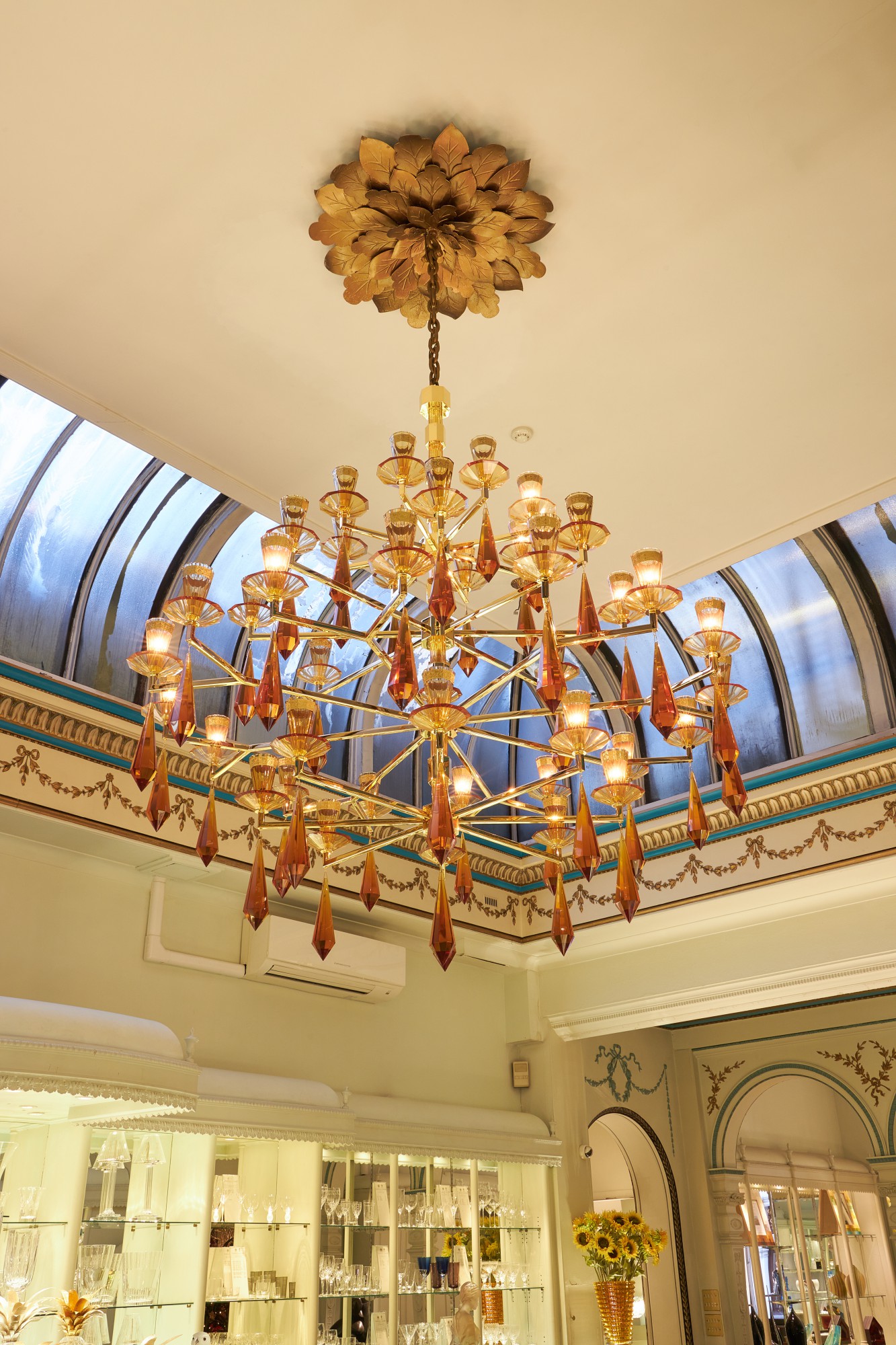 A Moser forty-light crystal topaz chandelier | Thomas Goode: Preparing ...