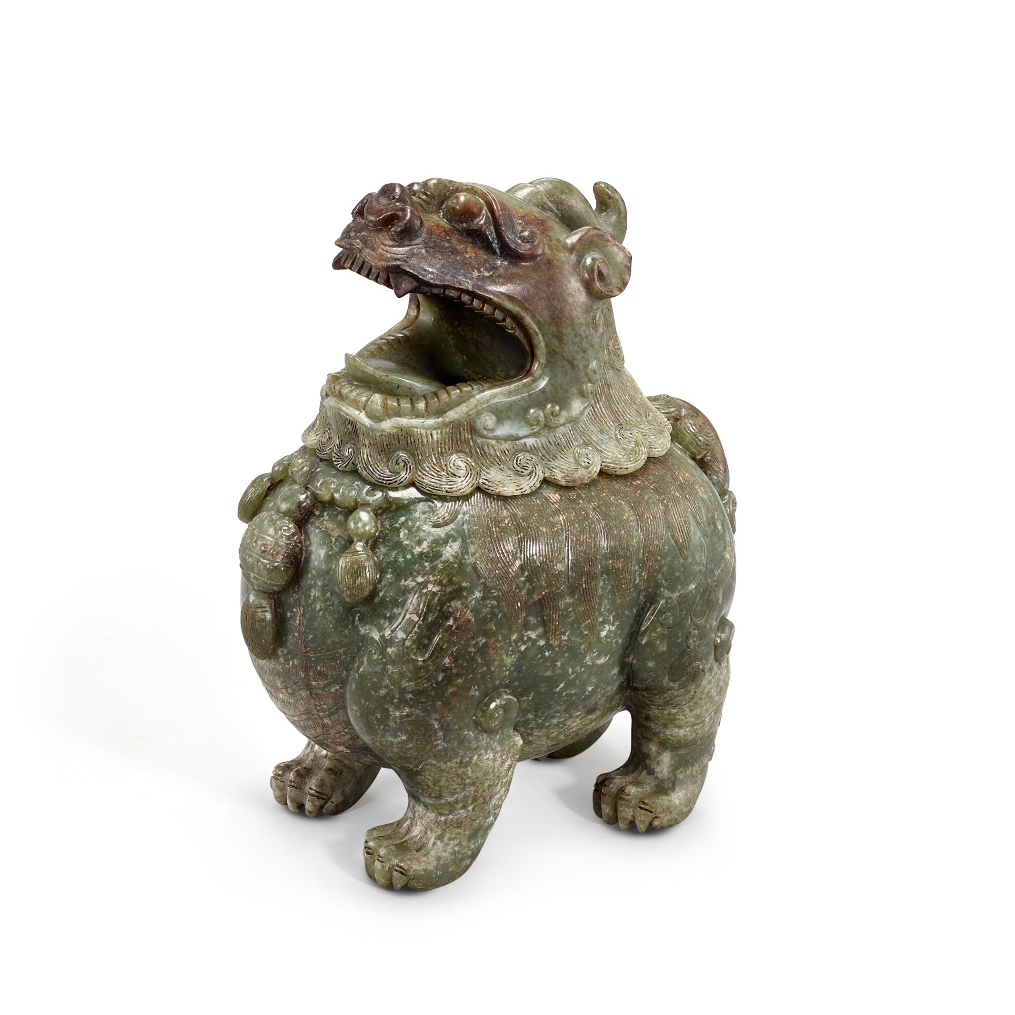 A mottled green jade luduan-form incense burner, 20th century | 二十世紀 ...