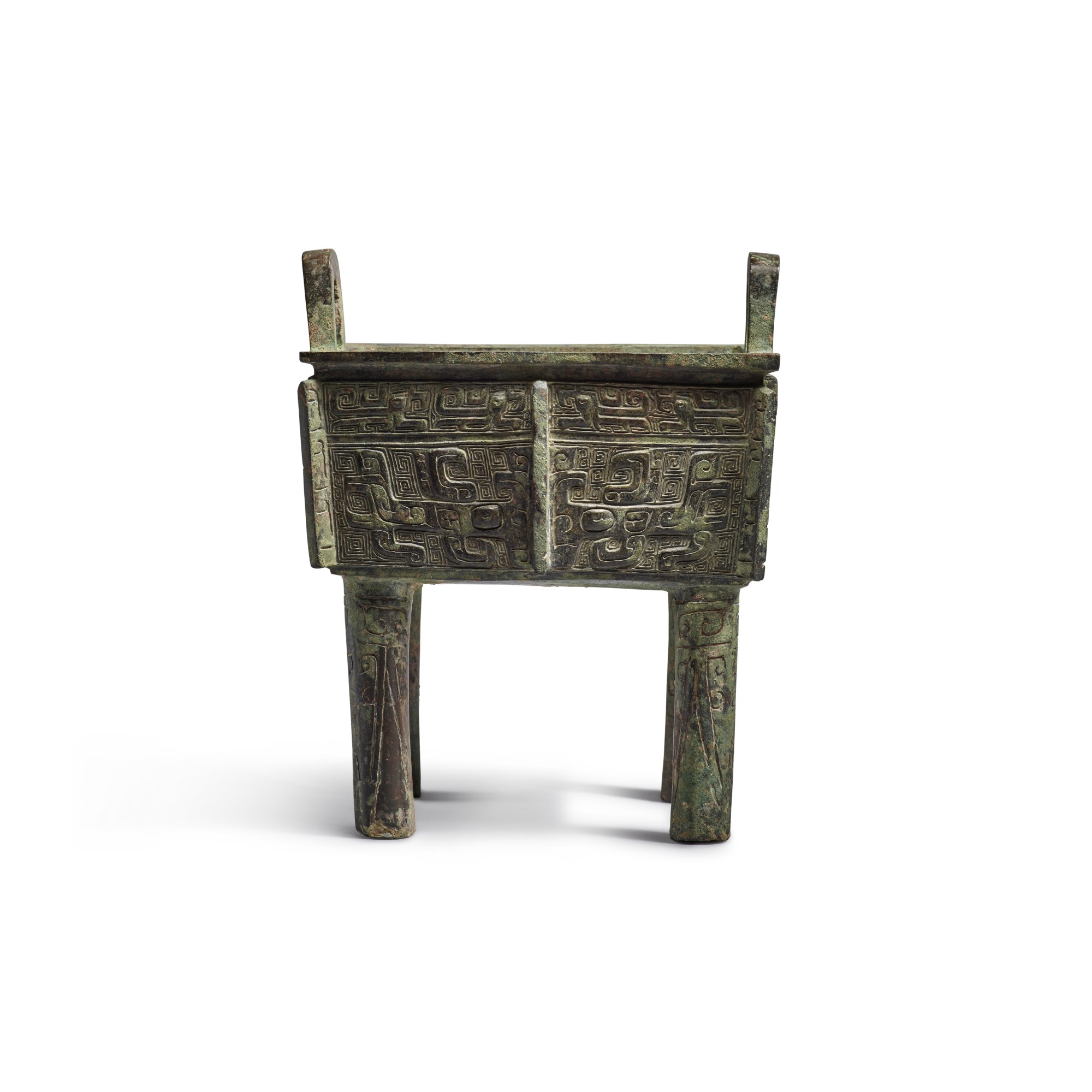 An archaic bronze food vessel (Fangding), Early Western Zhou dynasty ...