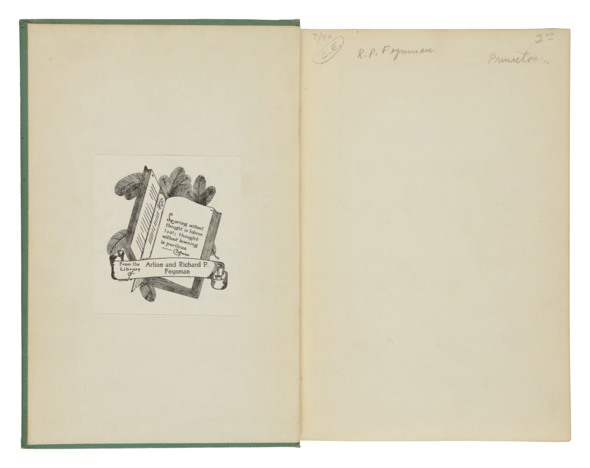 Richard Feynman's graduate school books of psychology, signed by him ...