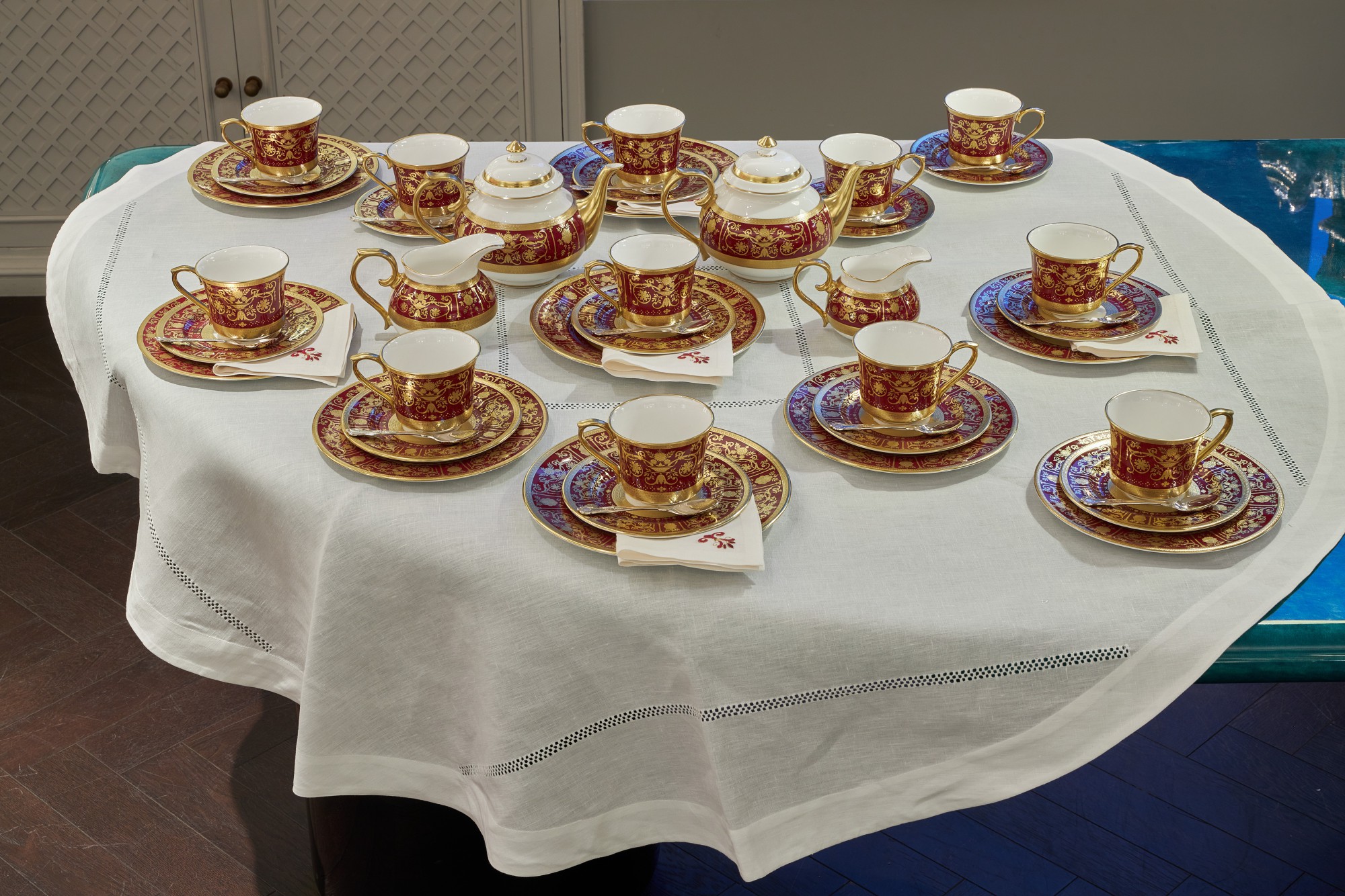 A Thomas Goode 'Florette Ruby' bone china part tea and part dessert ...