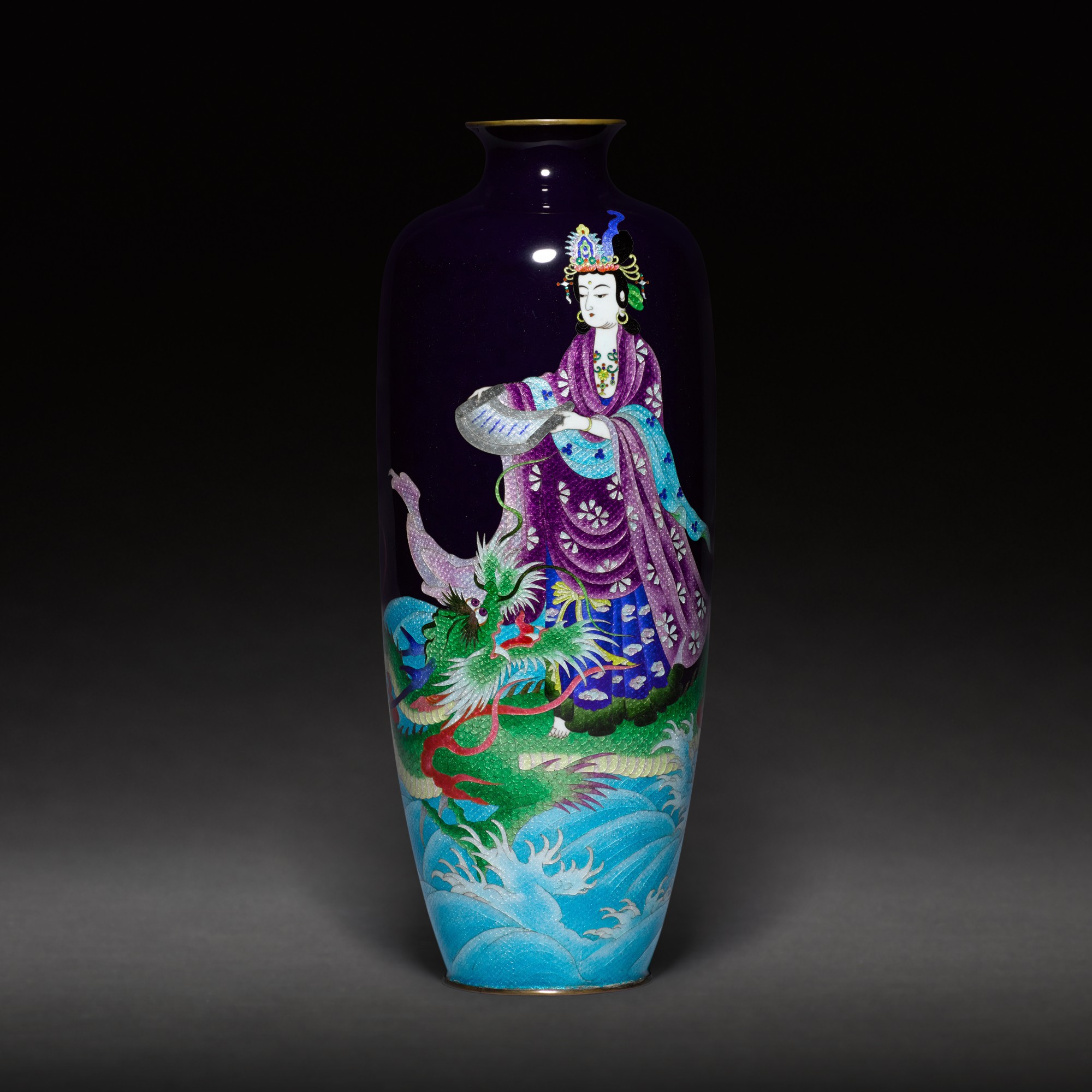 A cloisonné enamel vase | Signed Adachi (Adachi Kinjiro) | Meiji period ...