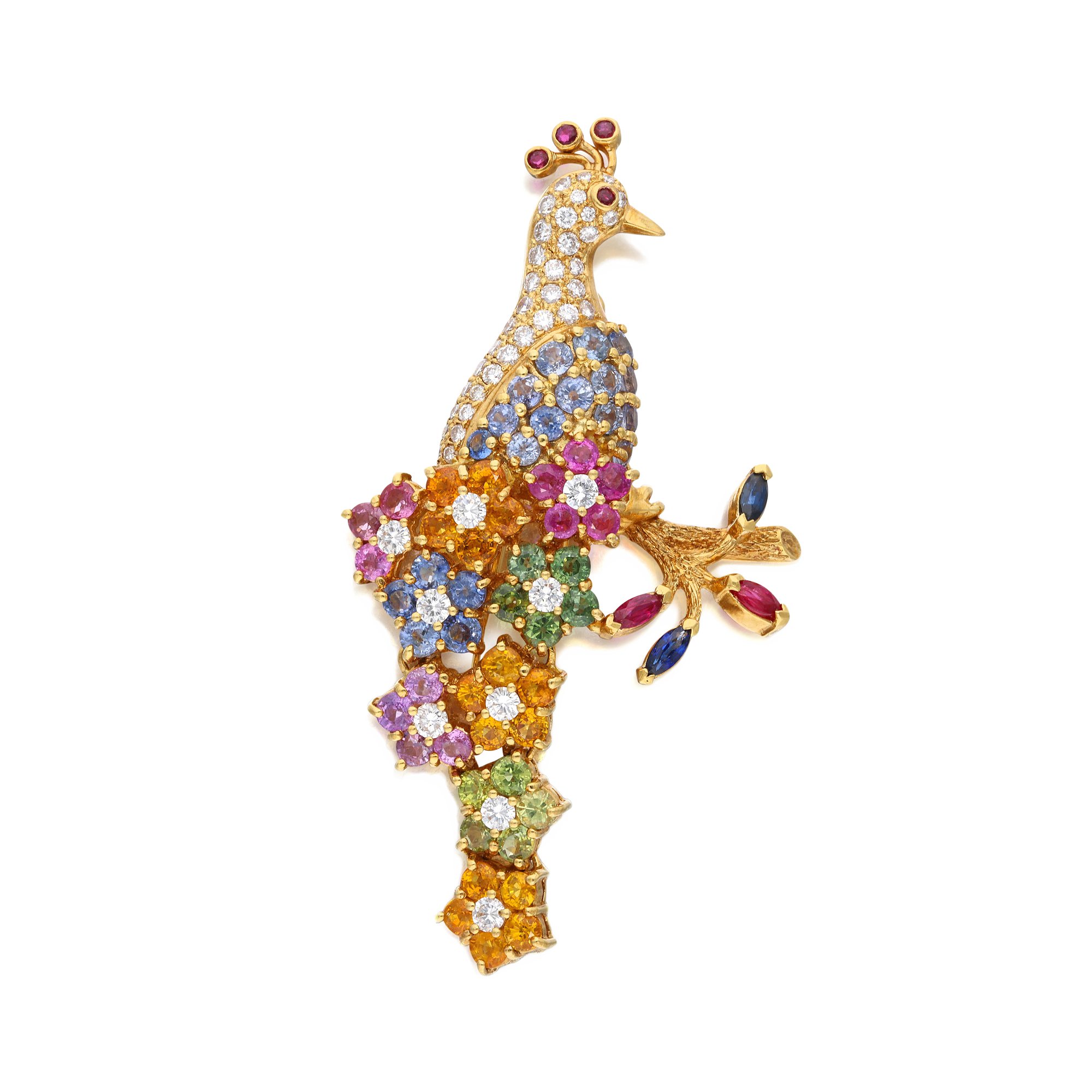 Gold, Gemset And Diamond Bird Brooch Available For Immediate Sale At ...