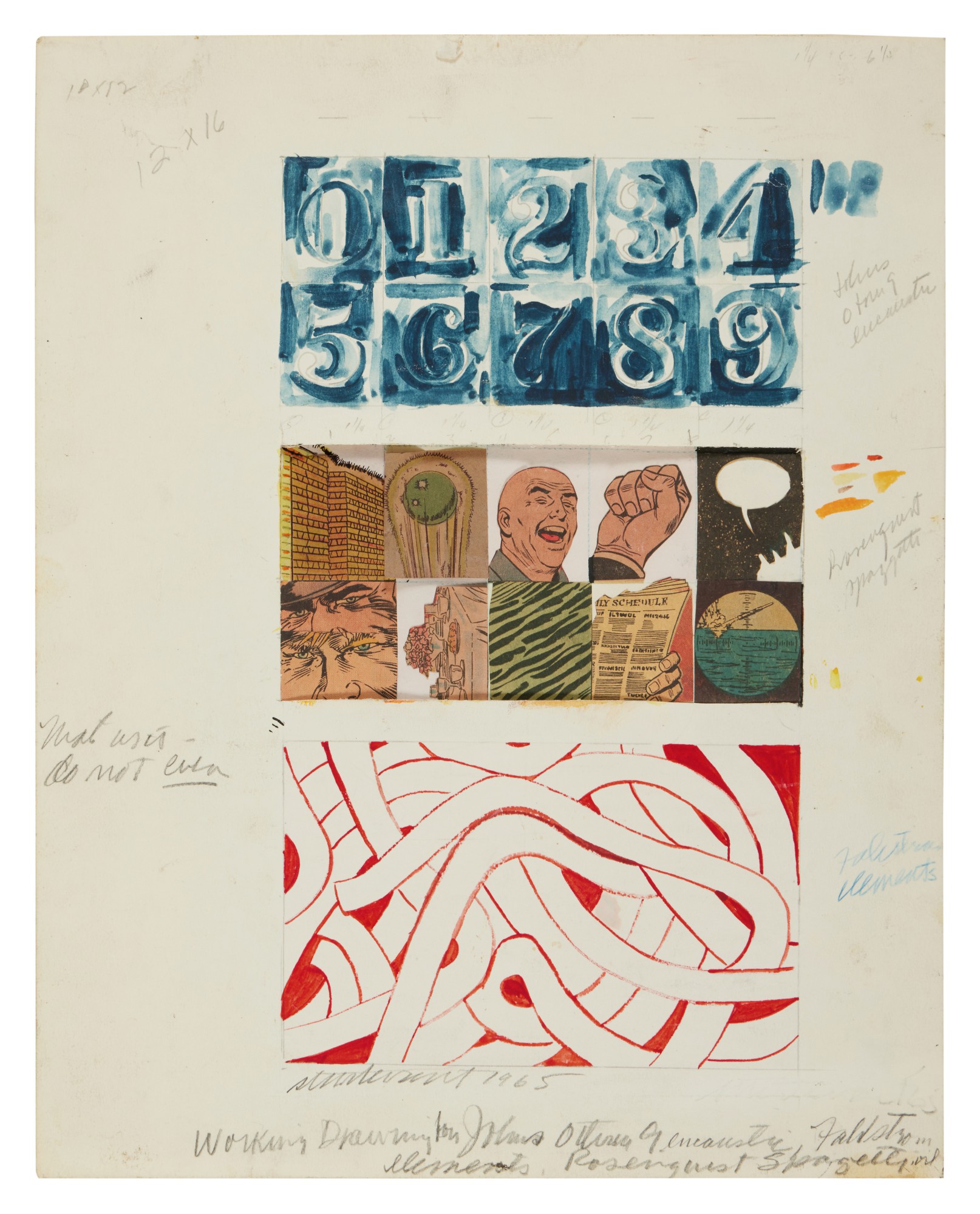 Working Drawing for Johns 0 Through 9, Fahlstrom Elements, Rosenquist ...