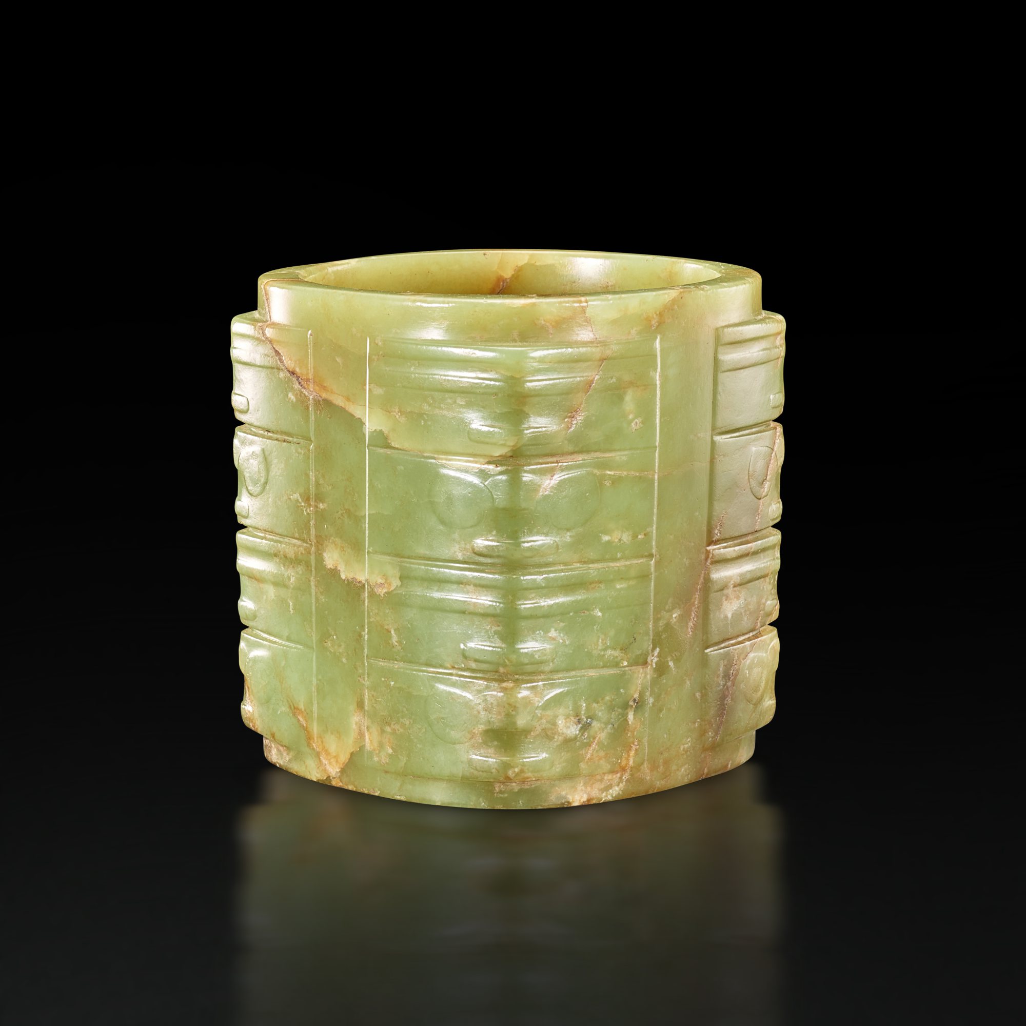A yellowish-celadon jade cong, Neolithic period | 新石器時代 青玉琮 | Important ...