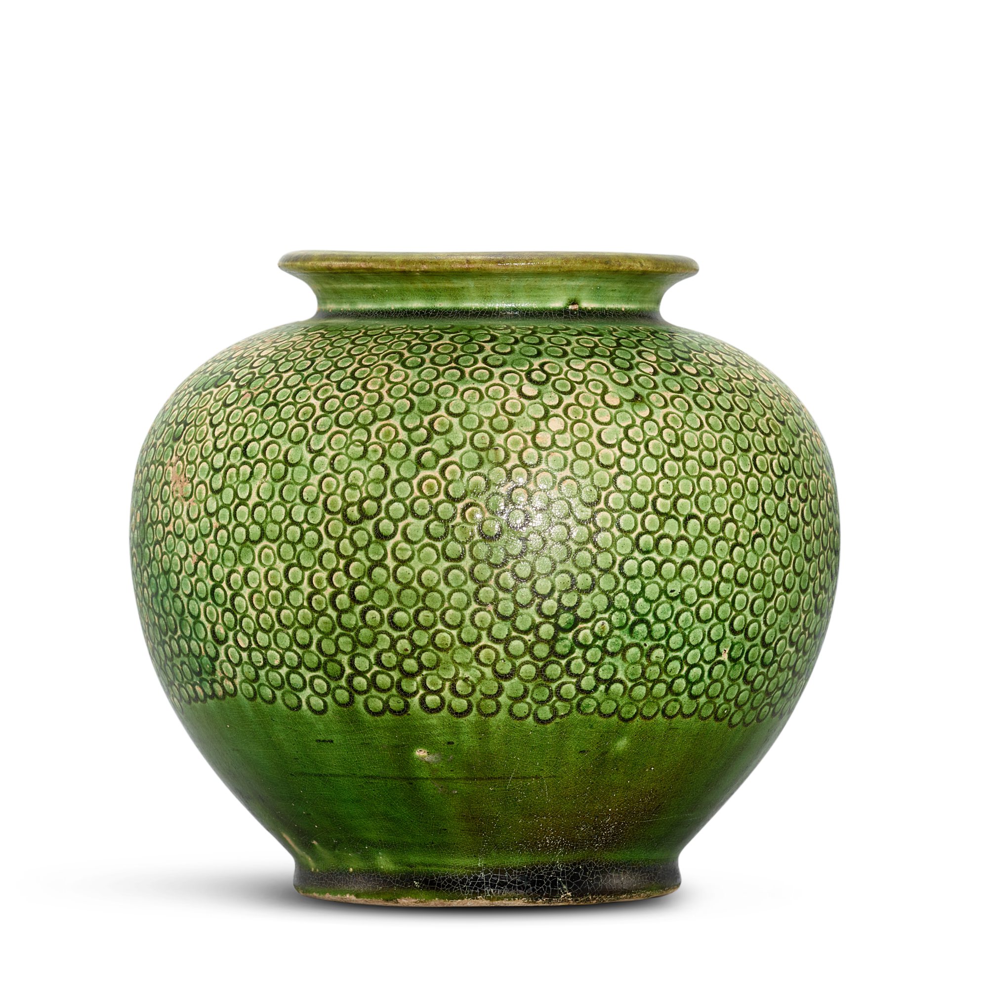 A punched-ground green-glazed jar, Tang dynasty 唐 綠釉戳印珍珠紋罐 | CHINA ...