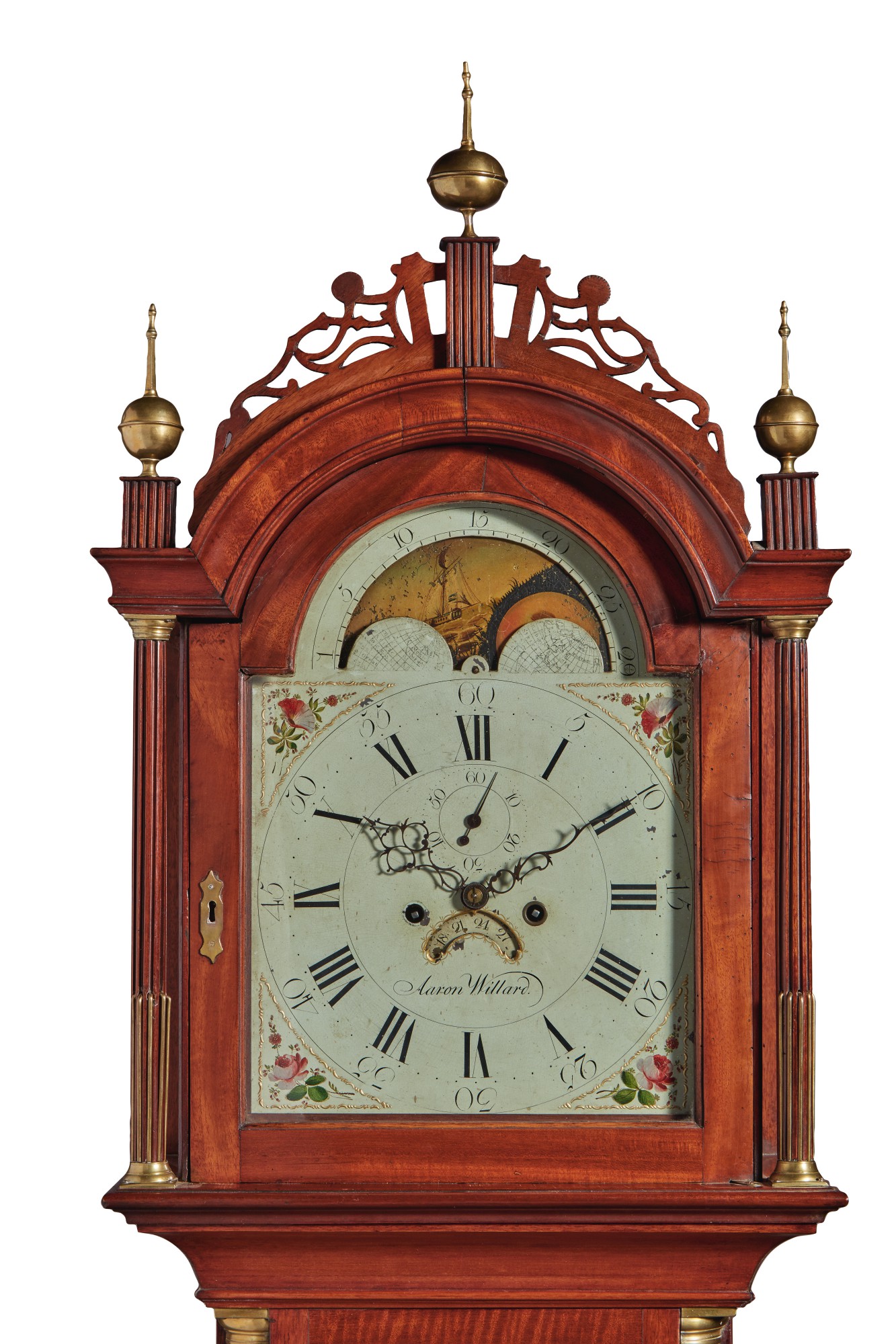 Fine Federal Inlaid and Figured Mahogany Tall-Case Clock, works by Aaron Willard (1757-1844 ...