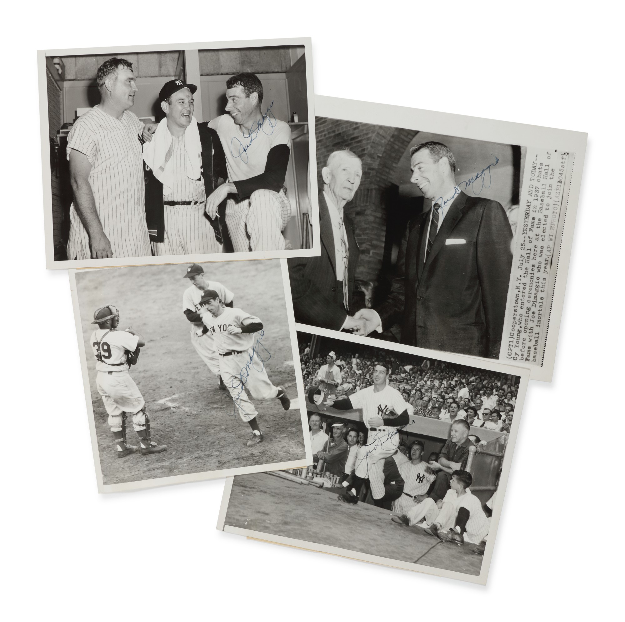 DiMaggio, Joe | Four vintage press photographs of Joe DiMaggio, all ...