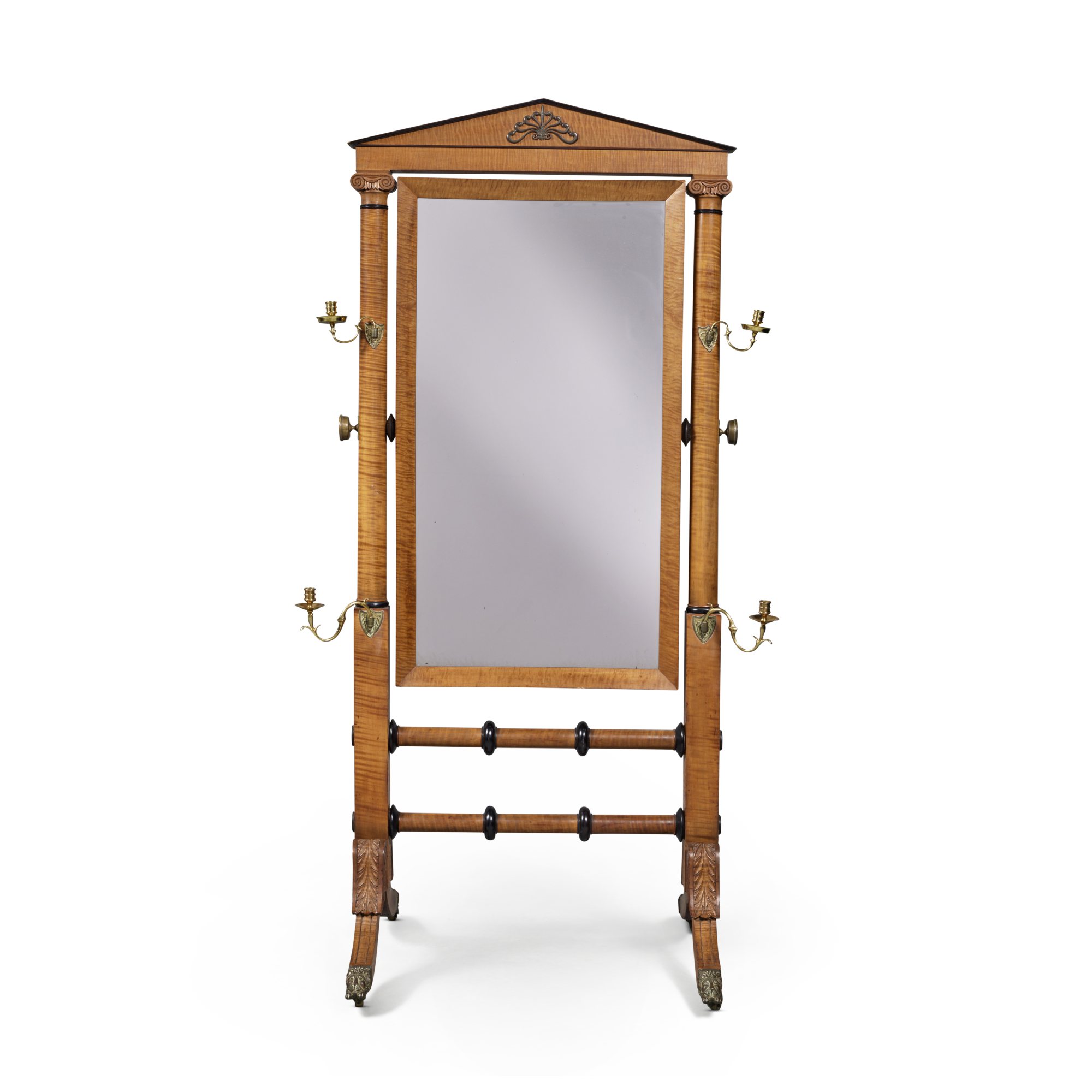 A Fine and Rare Classical Carved and Figured and Ebonized Maple Cheval ...